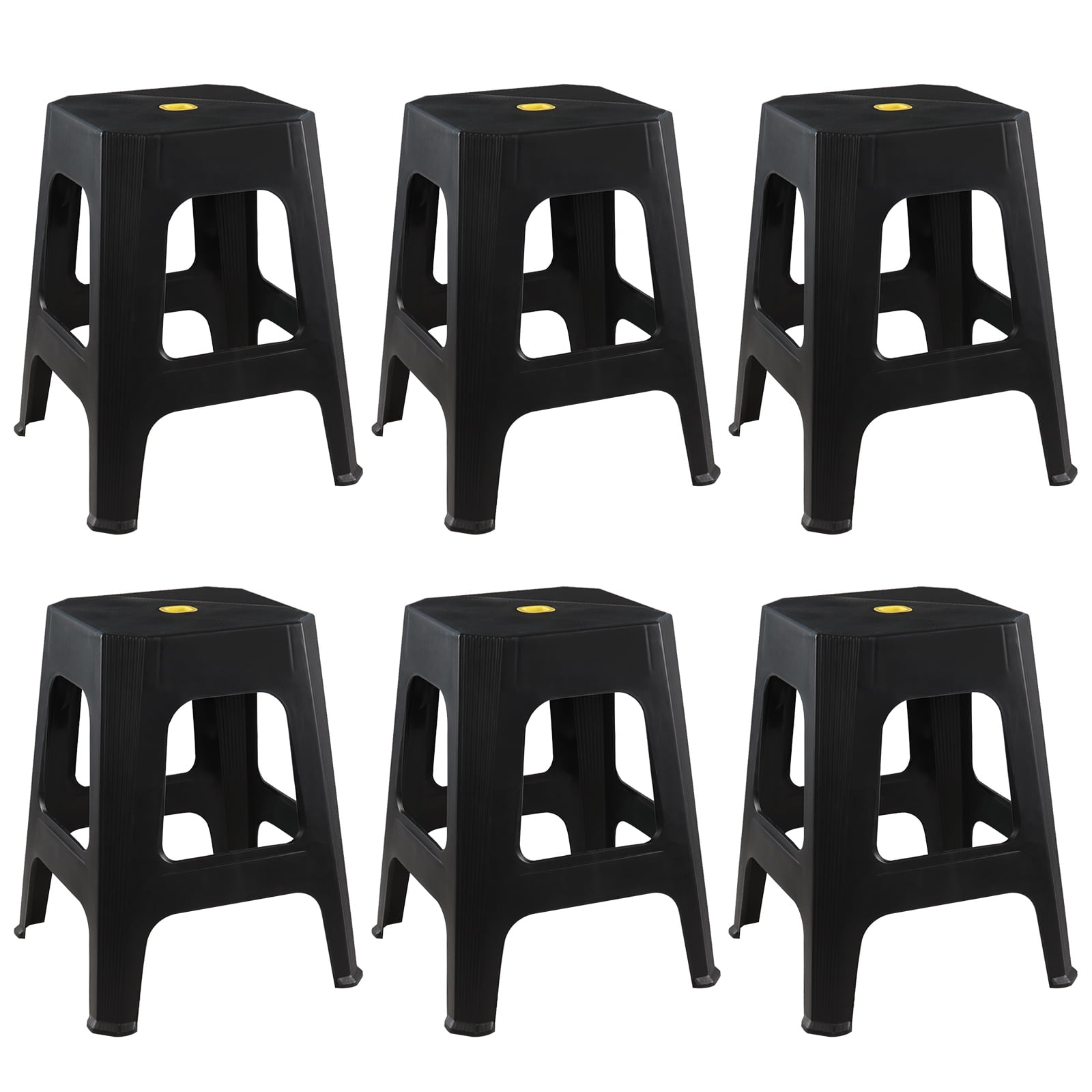Minekkyes 6 Pack Plastic Stools 18.7 Inch Black Nesting Stools, Multipurpose Backless Bar Stool ...