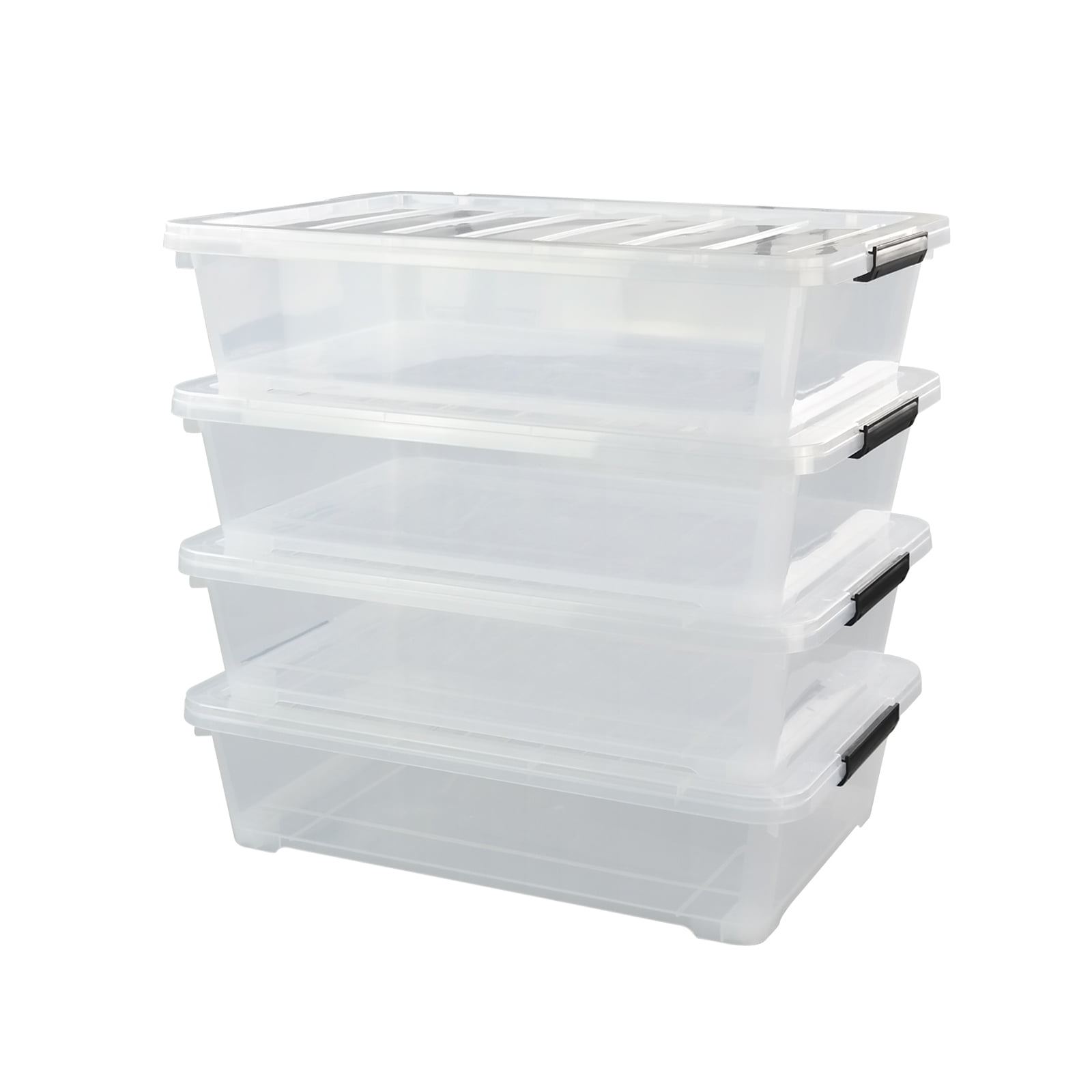 Minekkyes Large Adult Plastic 40 Qt Storage Bin, Clear, 4 Count ...