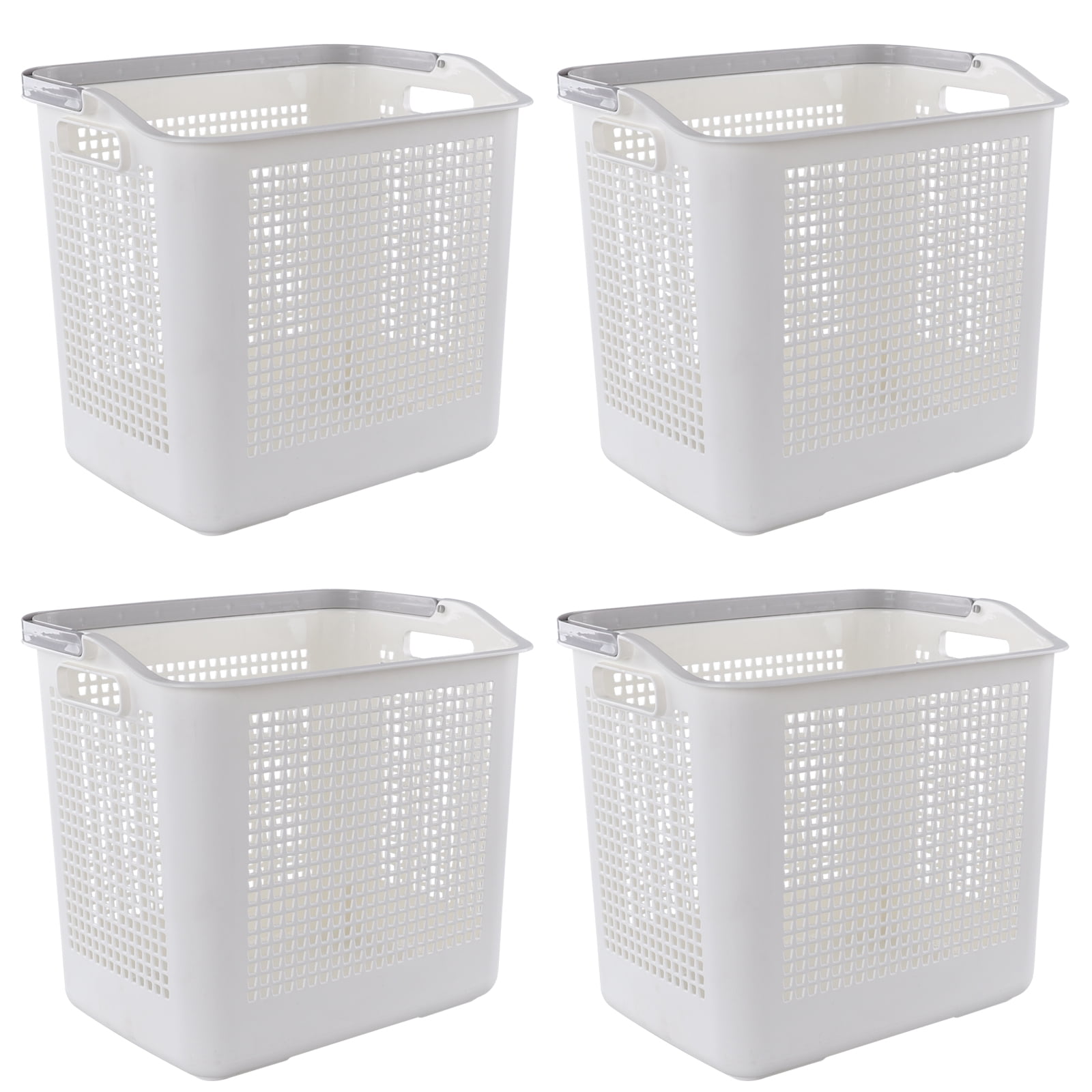 Minekkyes Set of 4 Large Hampers for Laundry with Handles, Plastic ...