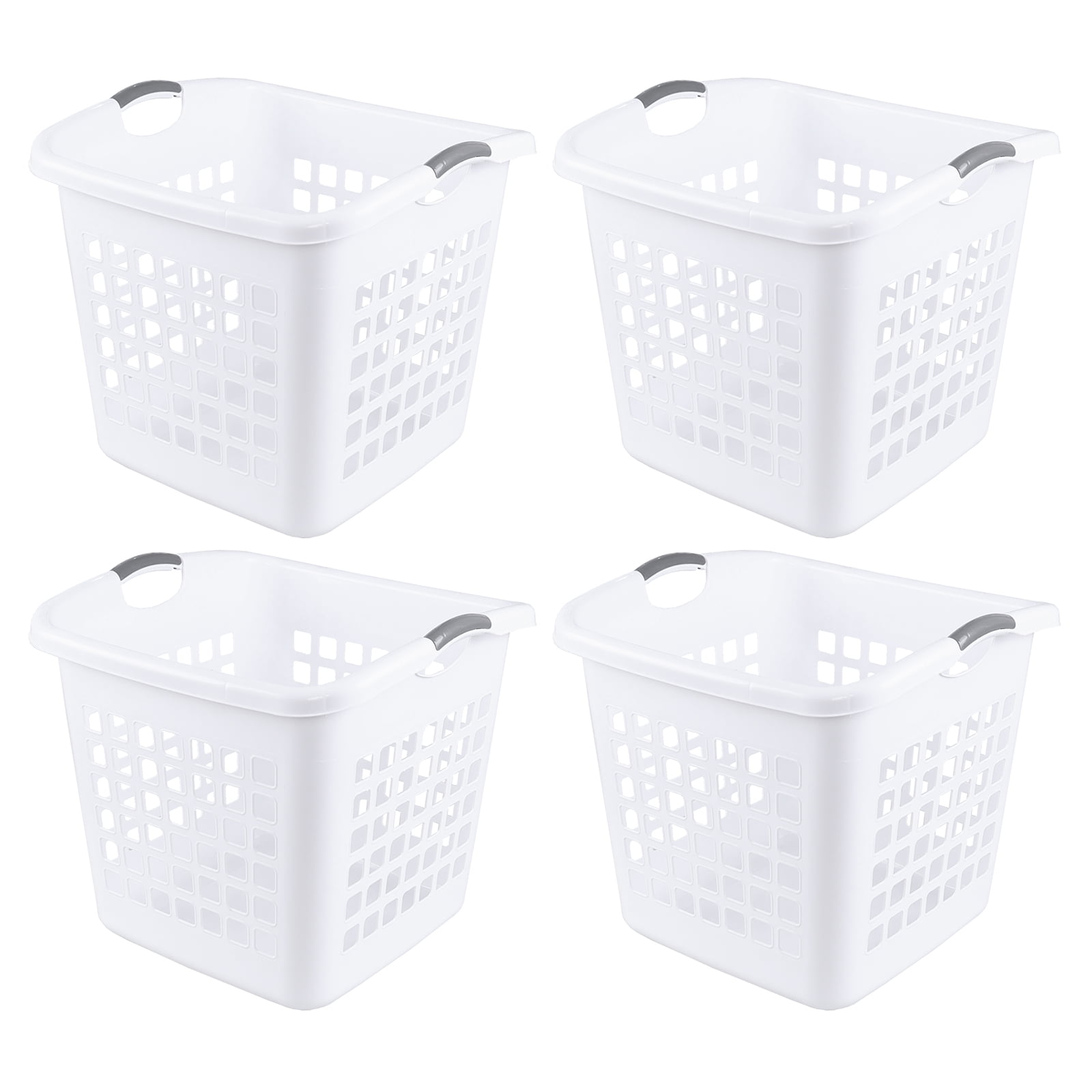 Minekkyes Set of 4 Large Plastic Laundry Basket with Built-In Comfort ...