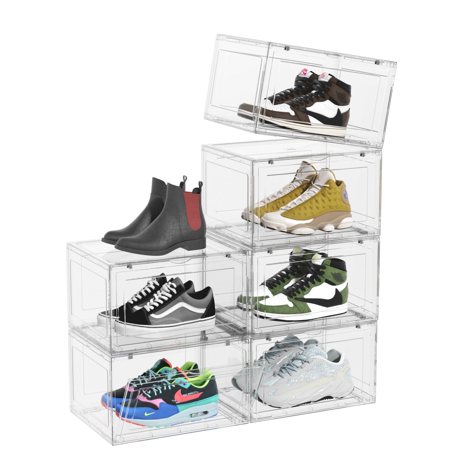 Minekkyes Shoe Storage Box For Sneaker Display, Clear Plastic Stackable ...
