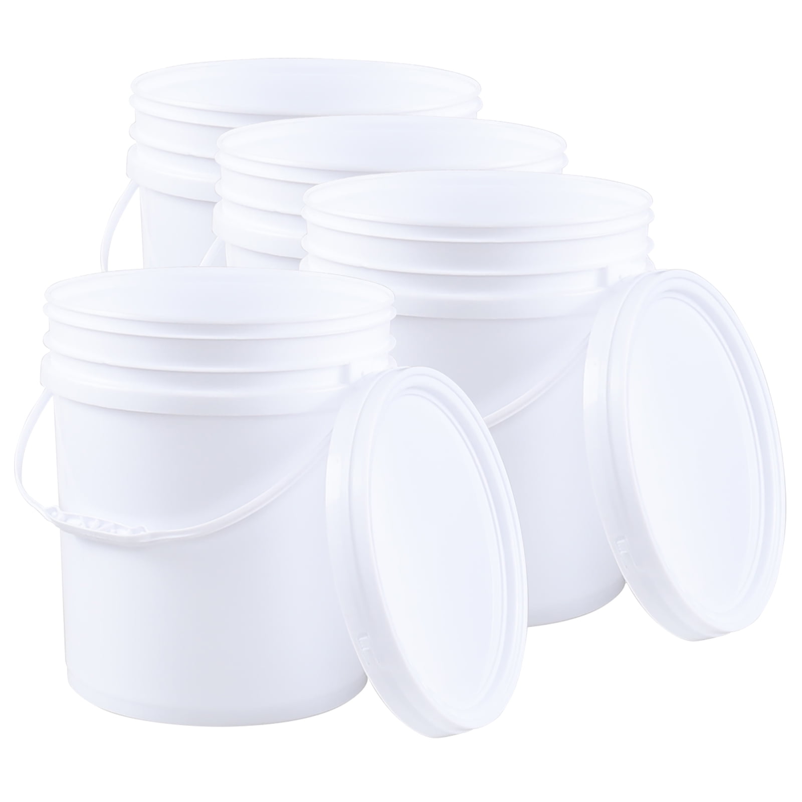Minekkyes White Pails and Lids, Heavy Duty Barrel Buckets for Storage ...