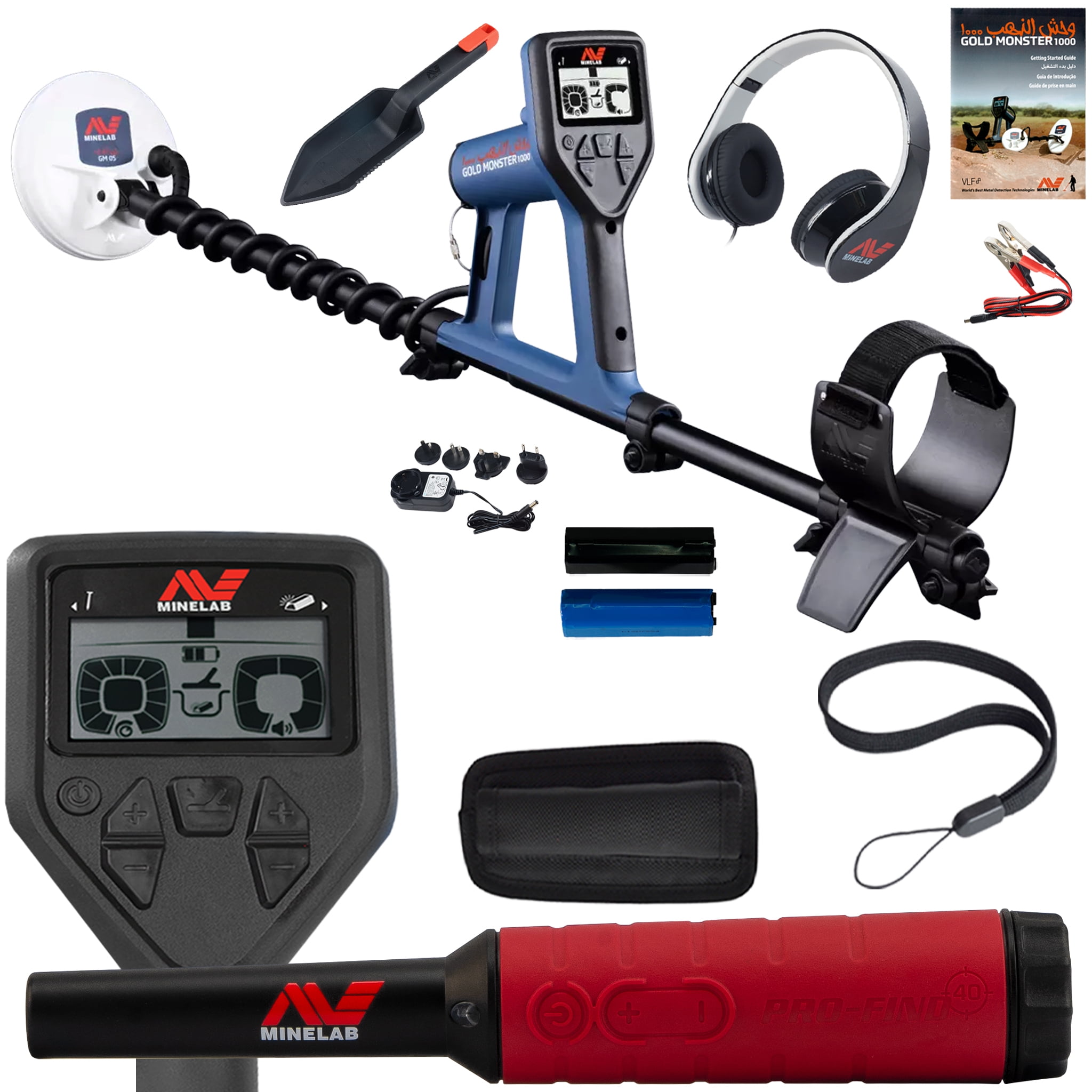 Minelab GOLD MONSTER 1000 Metal Detector with "5 Coil with Pro-Find 40 ...