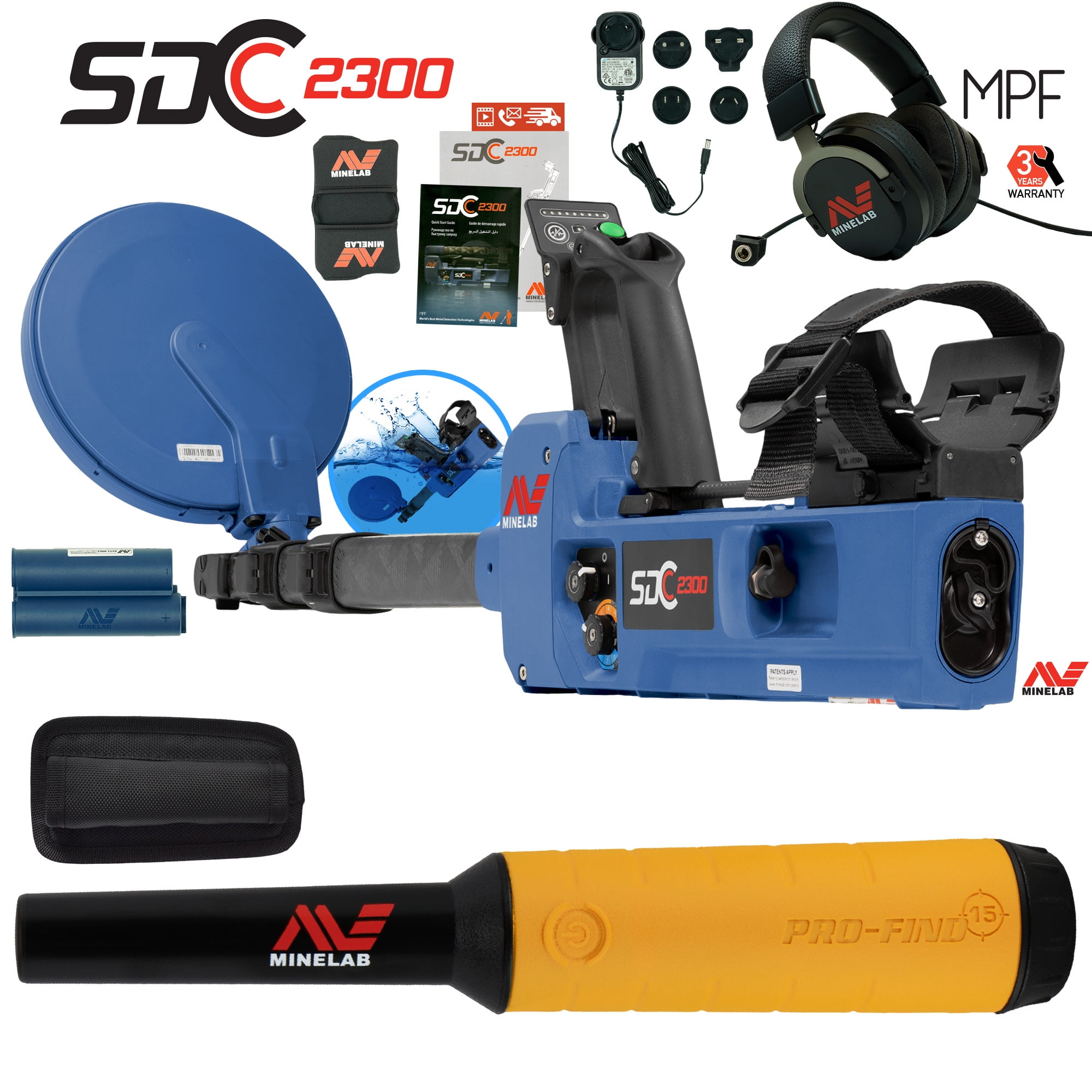 Minelab SDC 2300 All Terrain Gold Metal Detector with Pro Find 15 ...