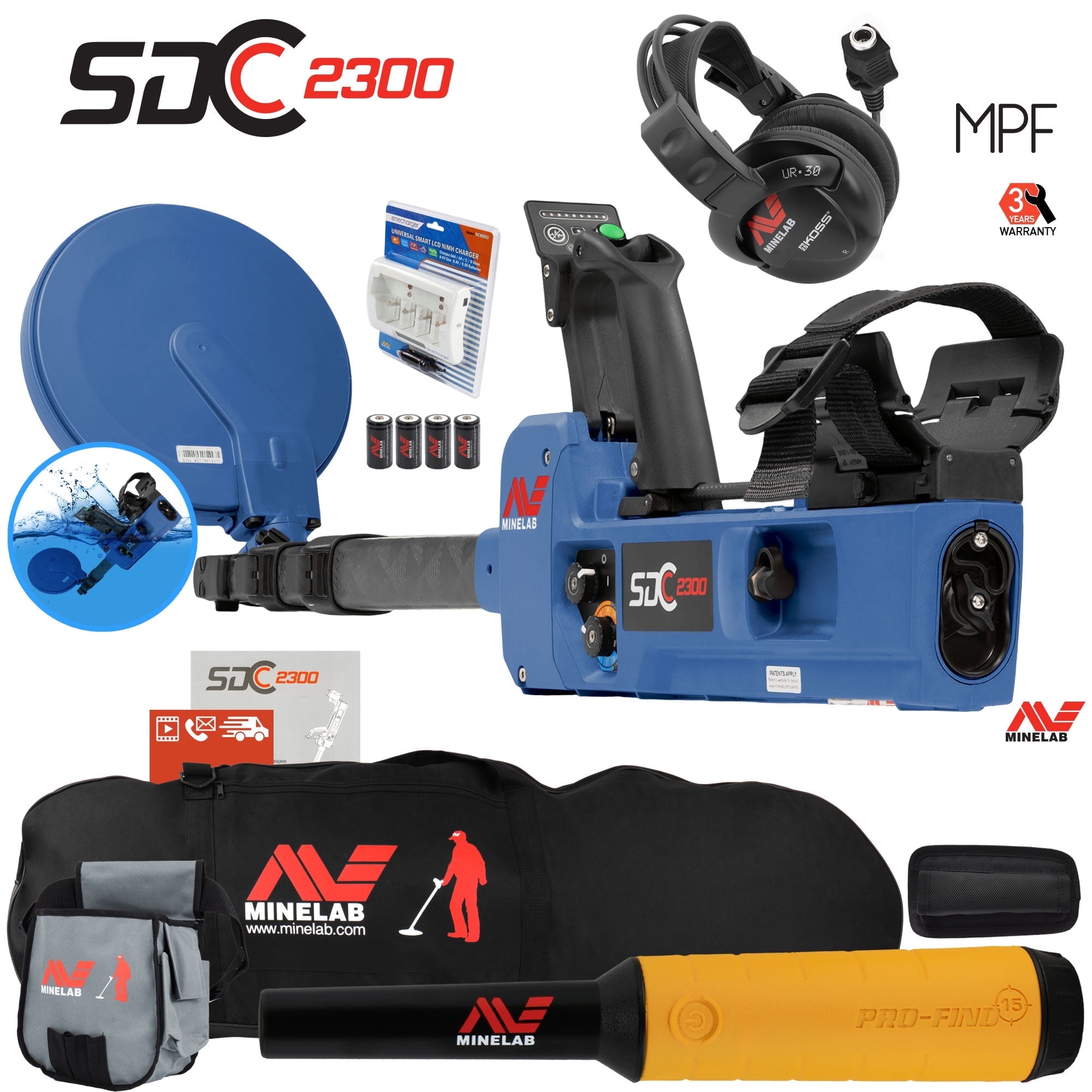 Minelab SDC 2300 Gold Metal Detector w/ Pro Find 15, Carry Bag, Finds ...