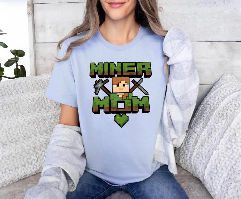 Miner Mom Minecraft Shirt – Funny Pixel Gaming Shirt for Cool Gamer ...