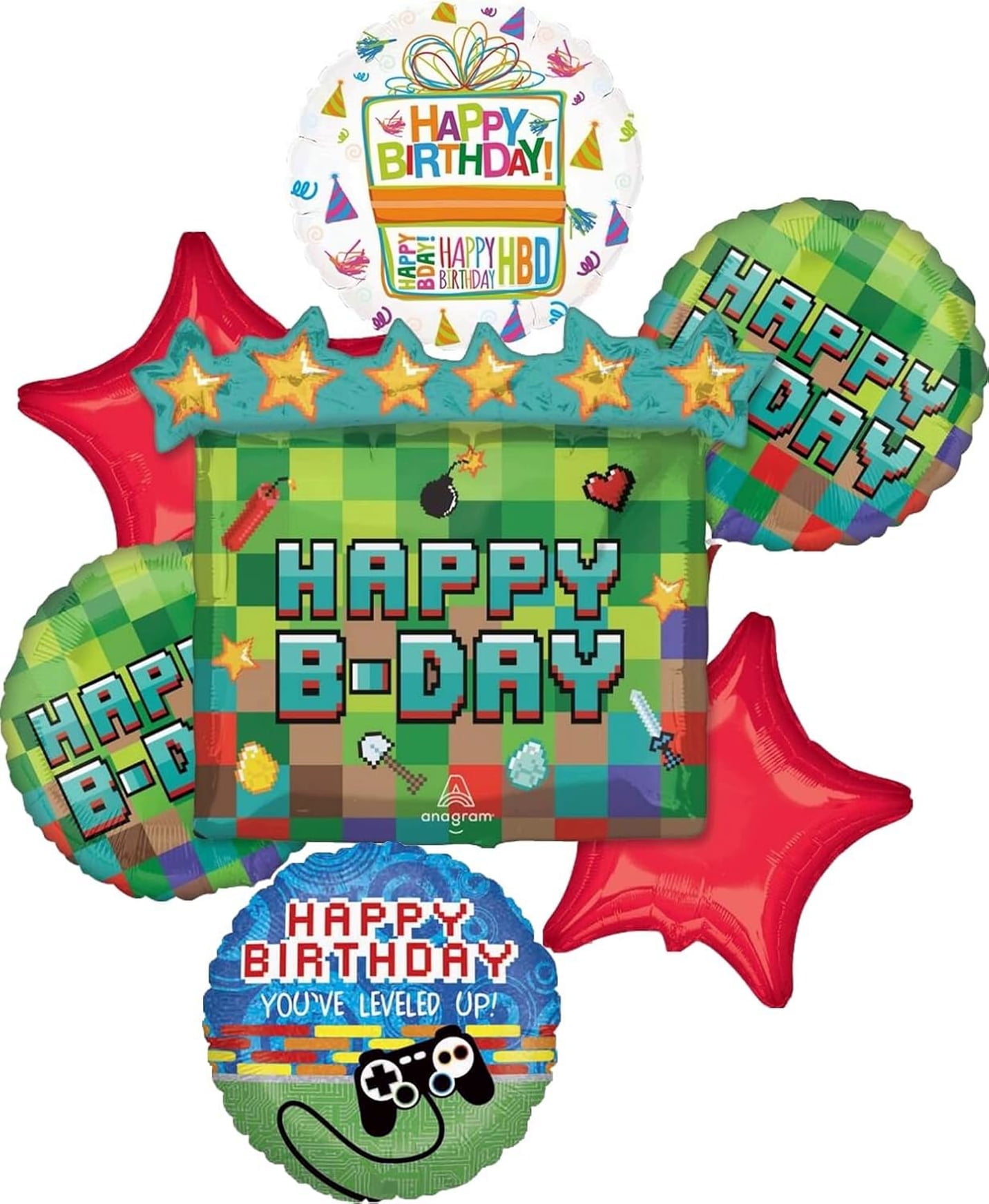 Miner Theme Birthday Party Supplies Video Gamer Pixel TNT Balloon ...