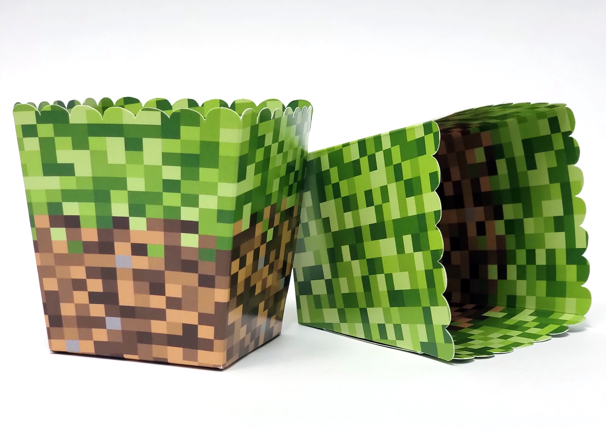 Miner Themed Pixel Grass Party Favor Snack Boxes for Video Gaming ...
