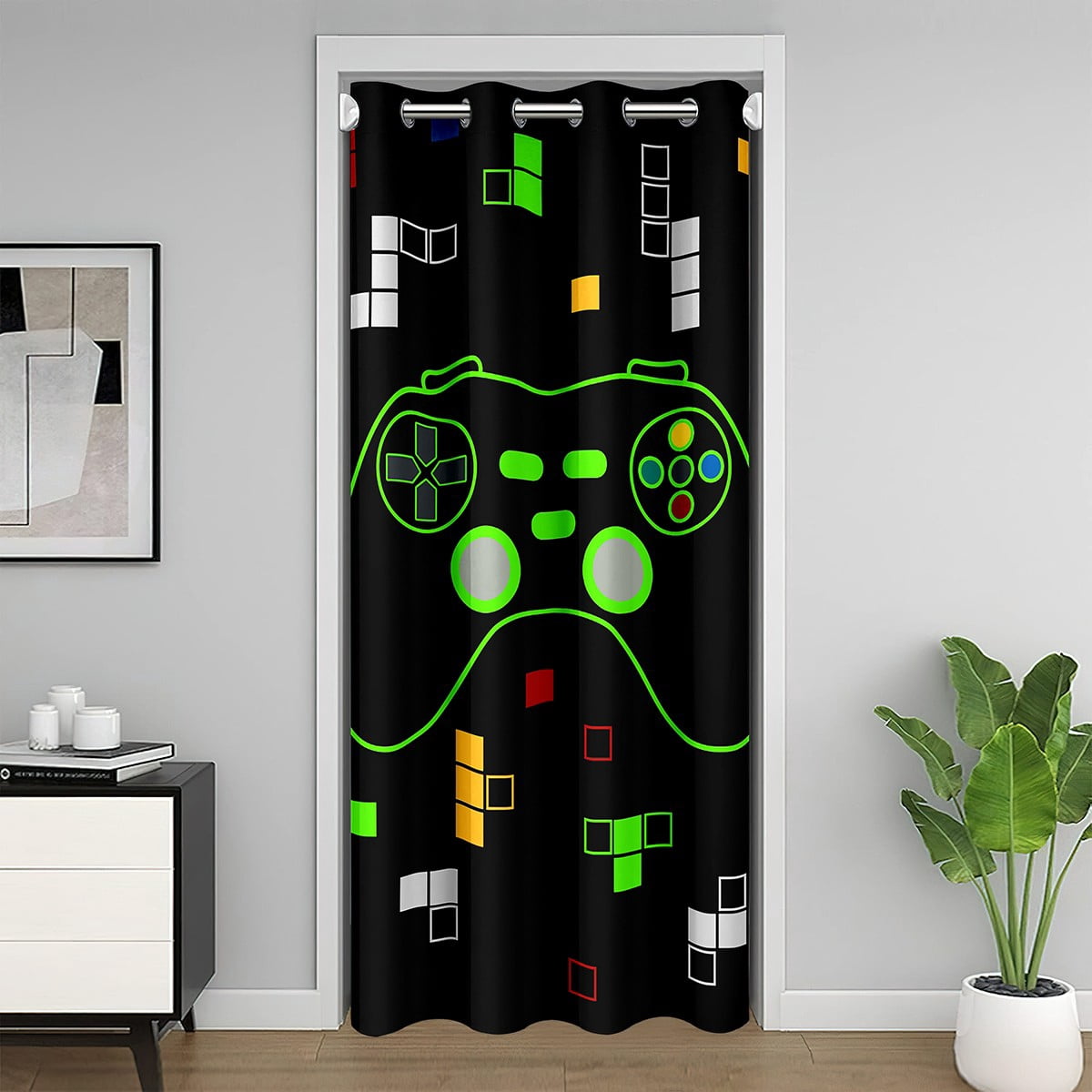 Miner Video Games Blackout Curtain 52"W X 84"L,Gamer Gamepad 1 Panel ...