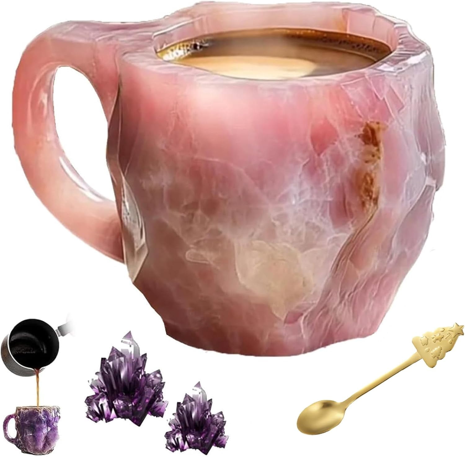Mineral Crystal Coffee Mug, 2024 New Elegant Multi-Colored Mineral ...