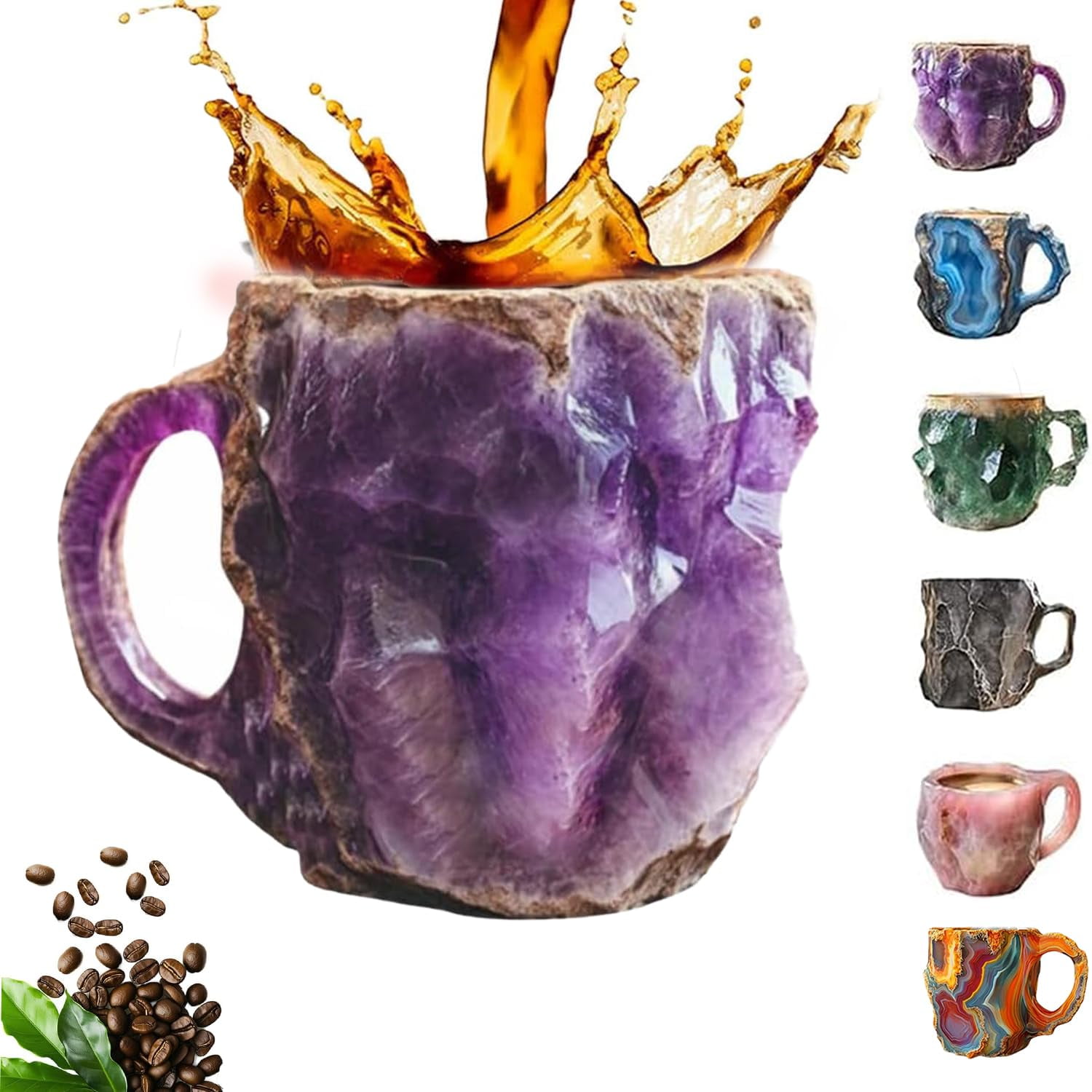 Mineral Crystal Coffee Mug, 3D Crystal Coffee Mugs, Funny Natural ...