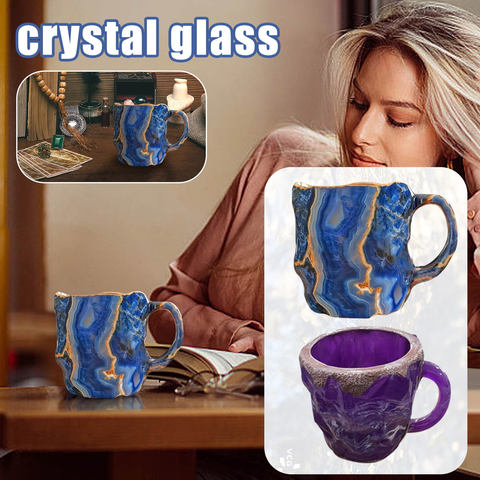 Mineral Crystal Coffee Mug,Colorful Crystal Mug, Translucent Coffee Mug ...