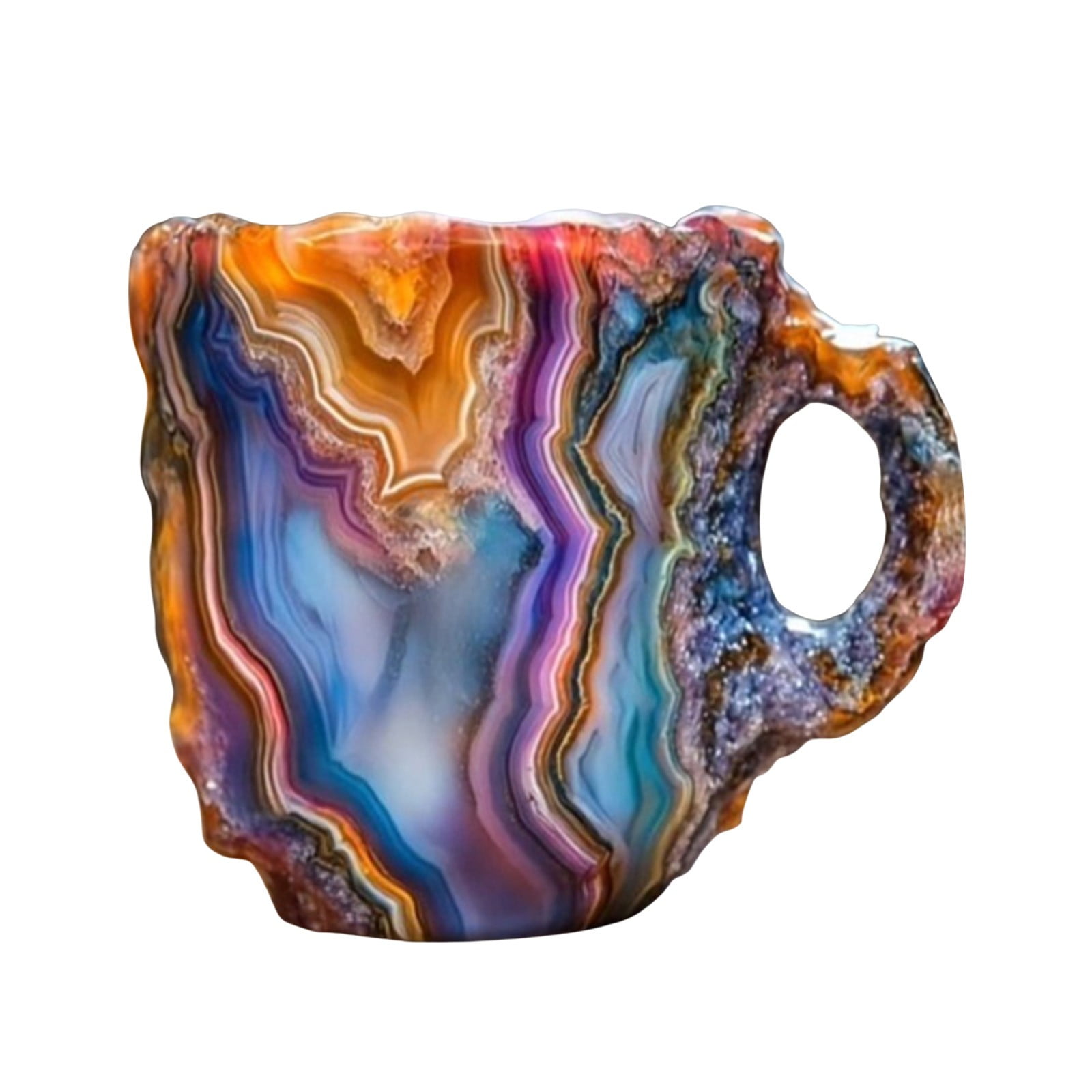 Mineral Crystal Coffee Mugs, Handmade Crystal Coffee Mugs with Handle ...