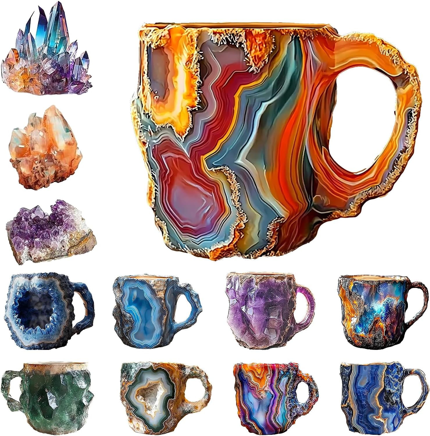 Mineral Crystal Coffee Mugs Resin Coffee Mugs Mineral Crystals Cups ...