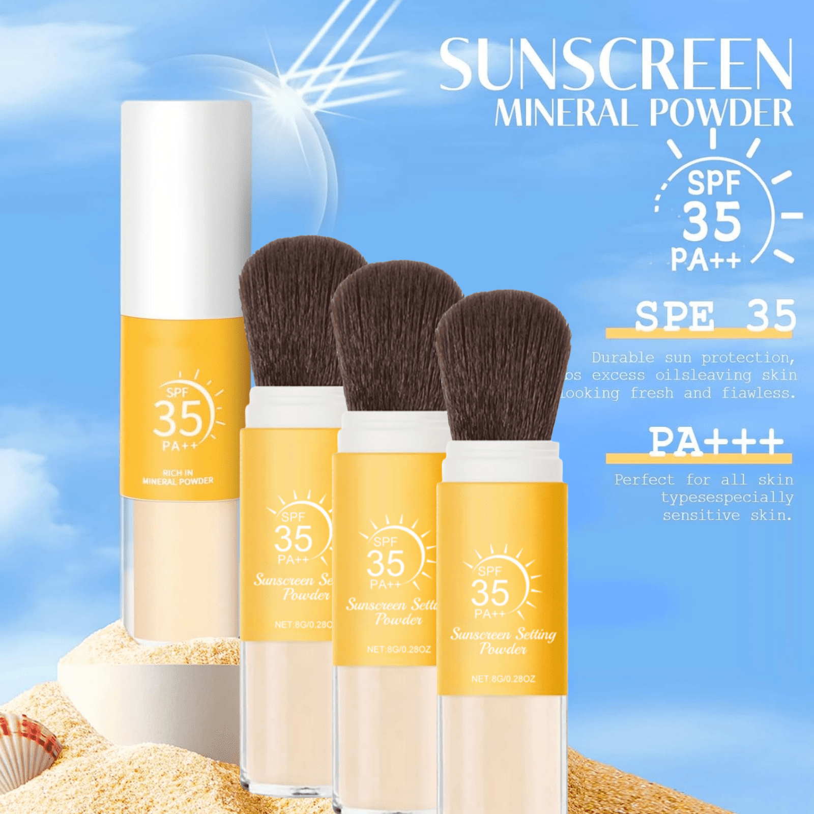 Mineral Hair Sunscreen Setting Powder, SPF 35, Matte Oil Control ...