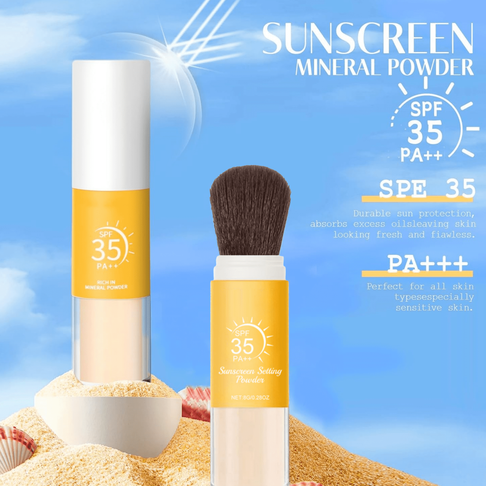 Mineral Hair Sunscreen Setting Powder, SPF 35, Matte Oil Control ...