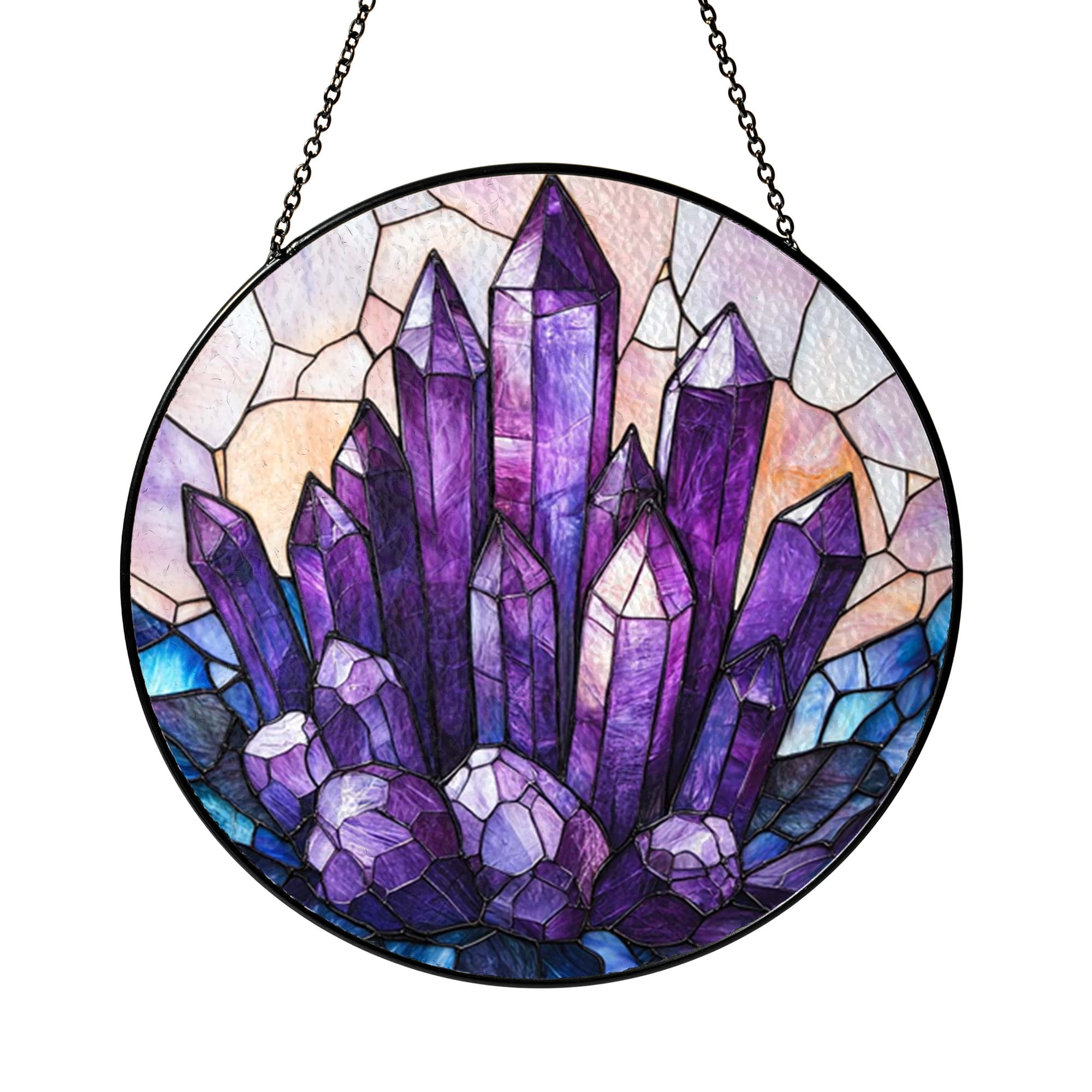Mineral Inspired Crystal Design Stained Glass Window Hanging1901 ...