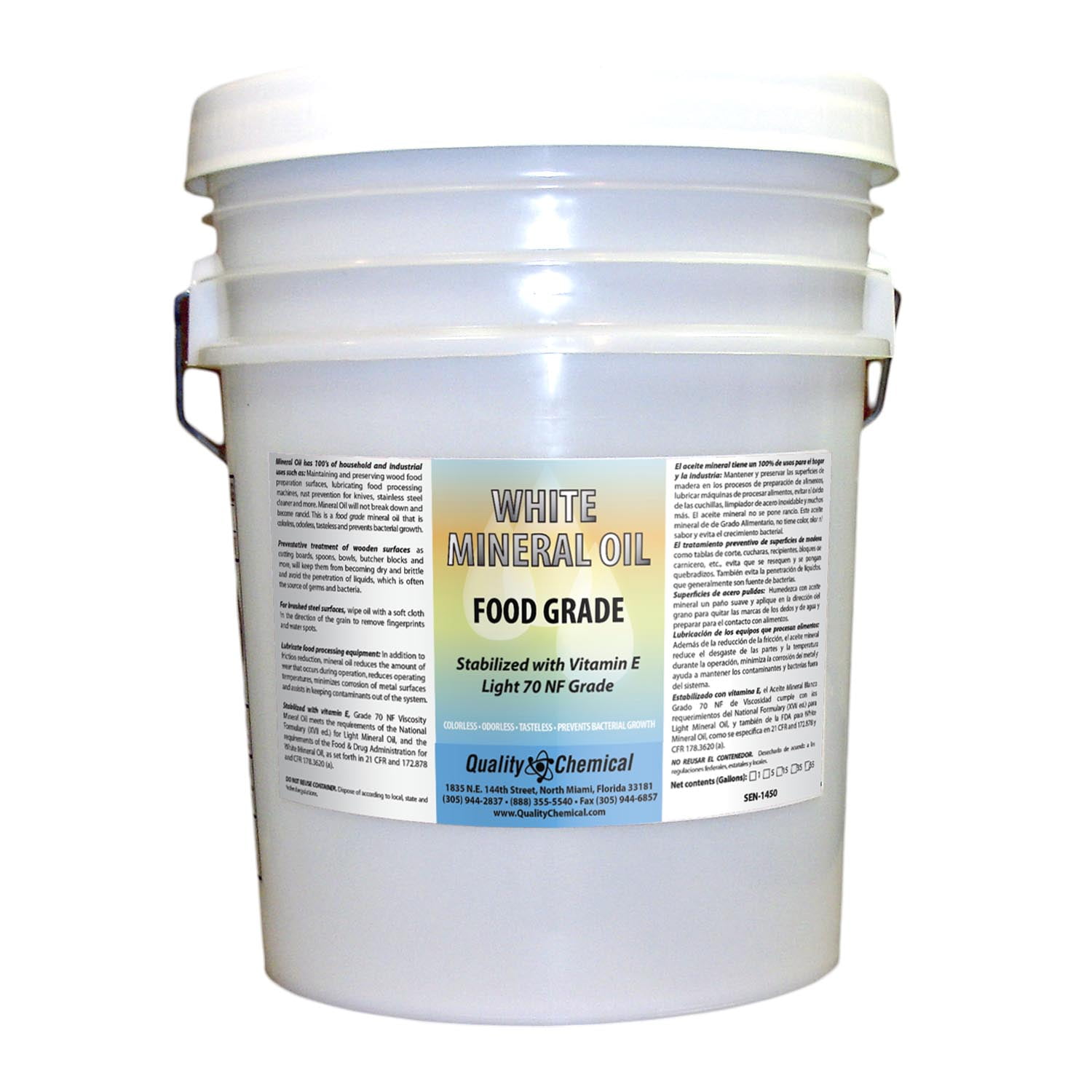 Mineral Oil 70 Food Grade, Light NF Grade - 5 gallon pail - Walmart.com