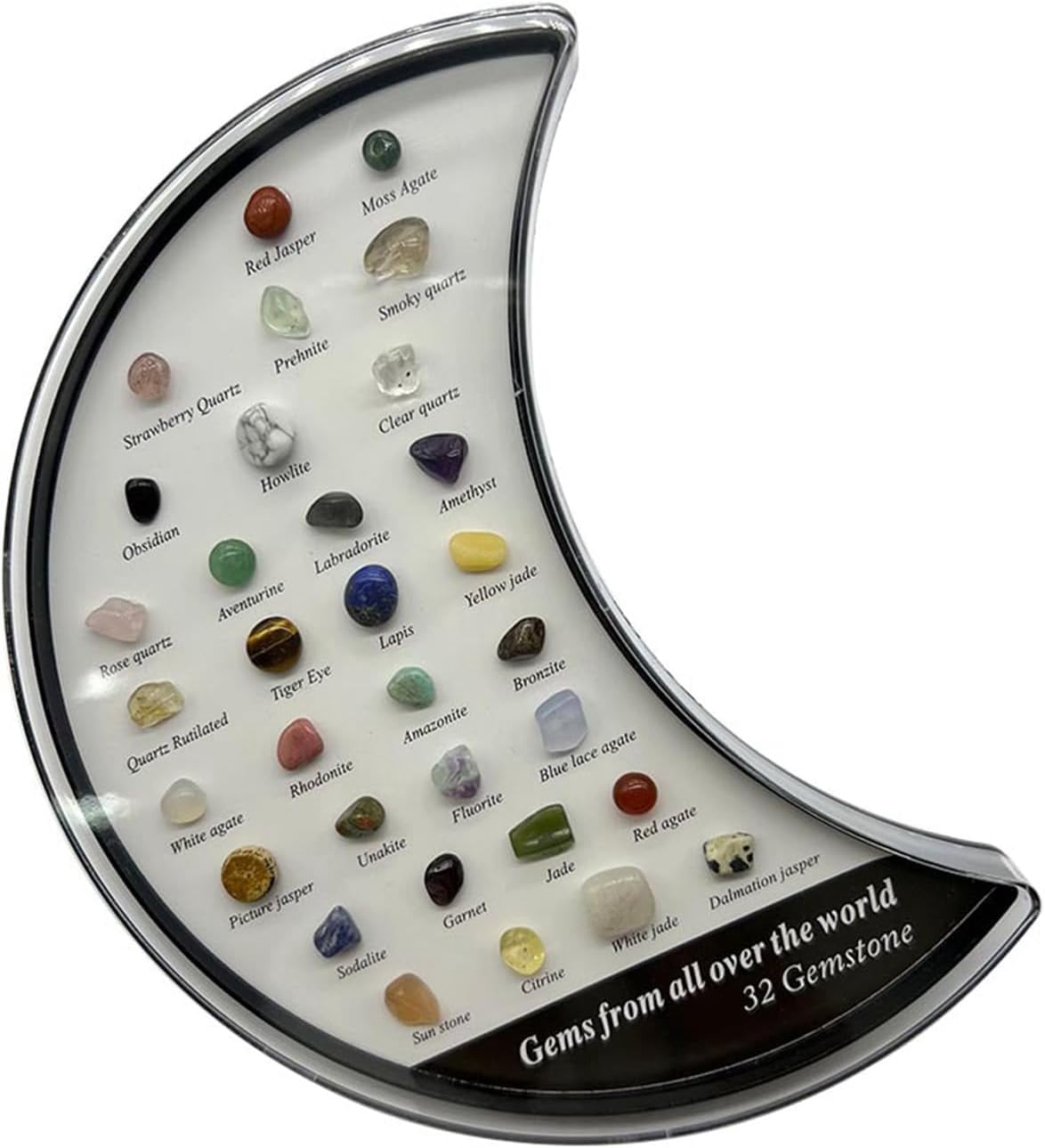 Mineral Specimen Crystal Moon Box Set - 32 Piece Natural Rocks ...