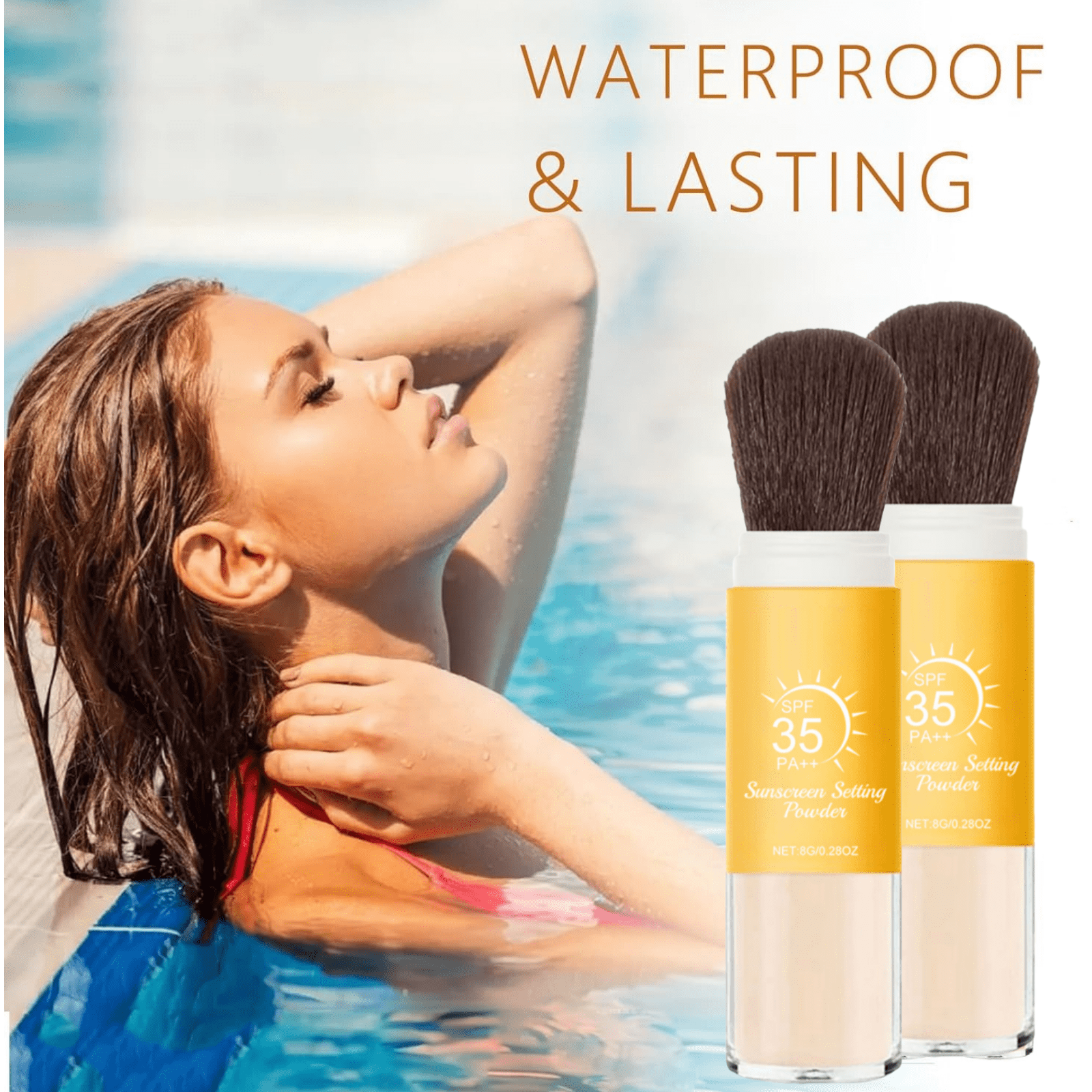 Mineral Sunscreen Setting Powder 0.28OZ - SPF 35 Brush-On Powder for ...