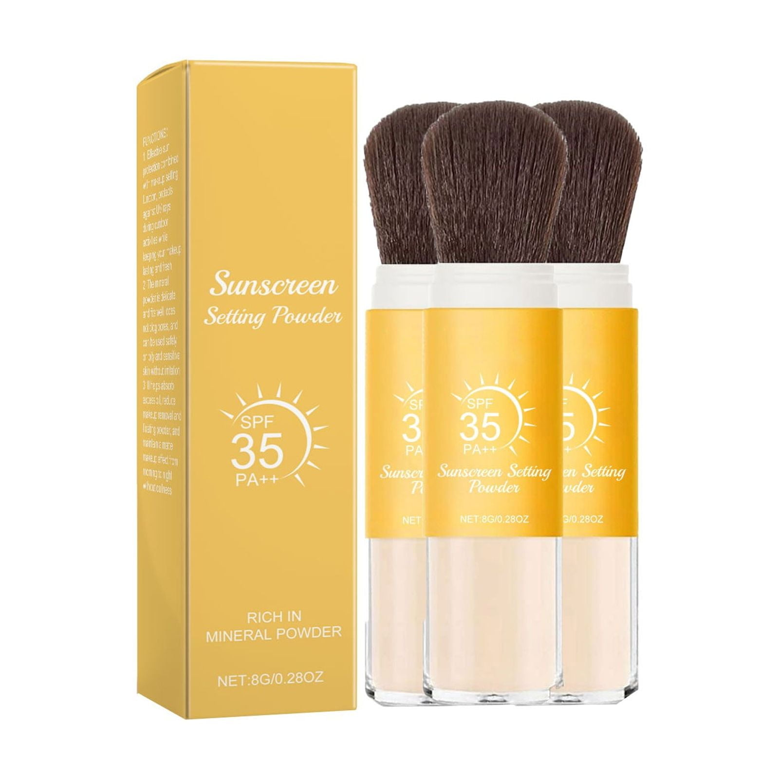Mineral Sunscreen Setting Powder SPF 35, Translucent Brush on Powder ...