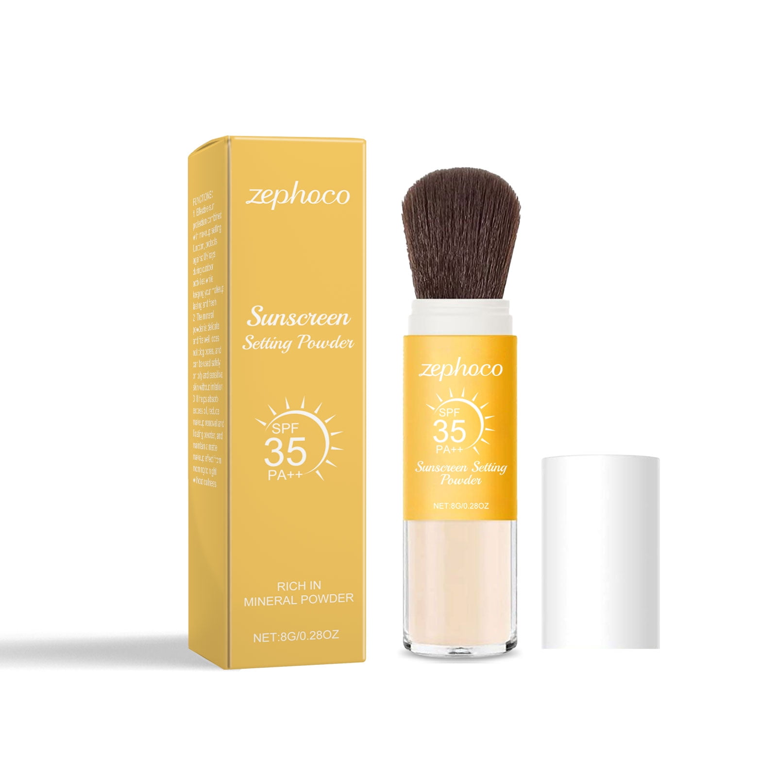Mineral Sunscreen Setting Powder, SPF 35, Translucent Setting Brush ...