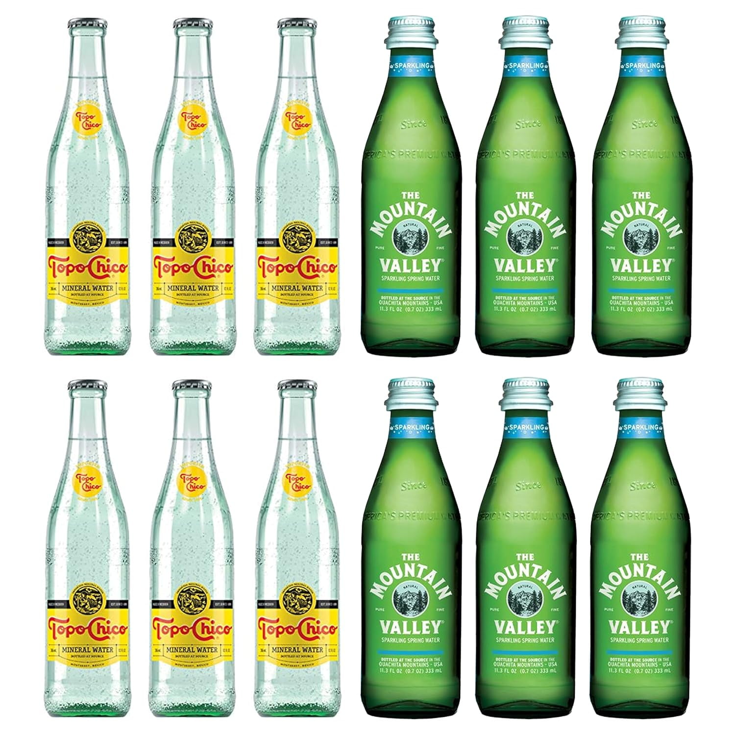 Mineral Water Variety, 12 Pack Total, 6 Mountain Valley Sparkling (333 ML) + 6 Topo Chico ...