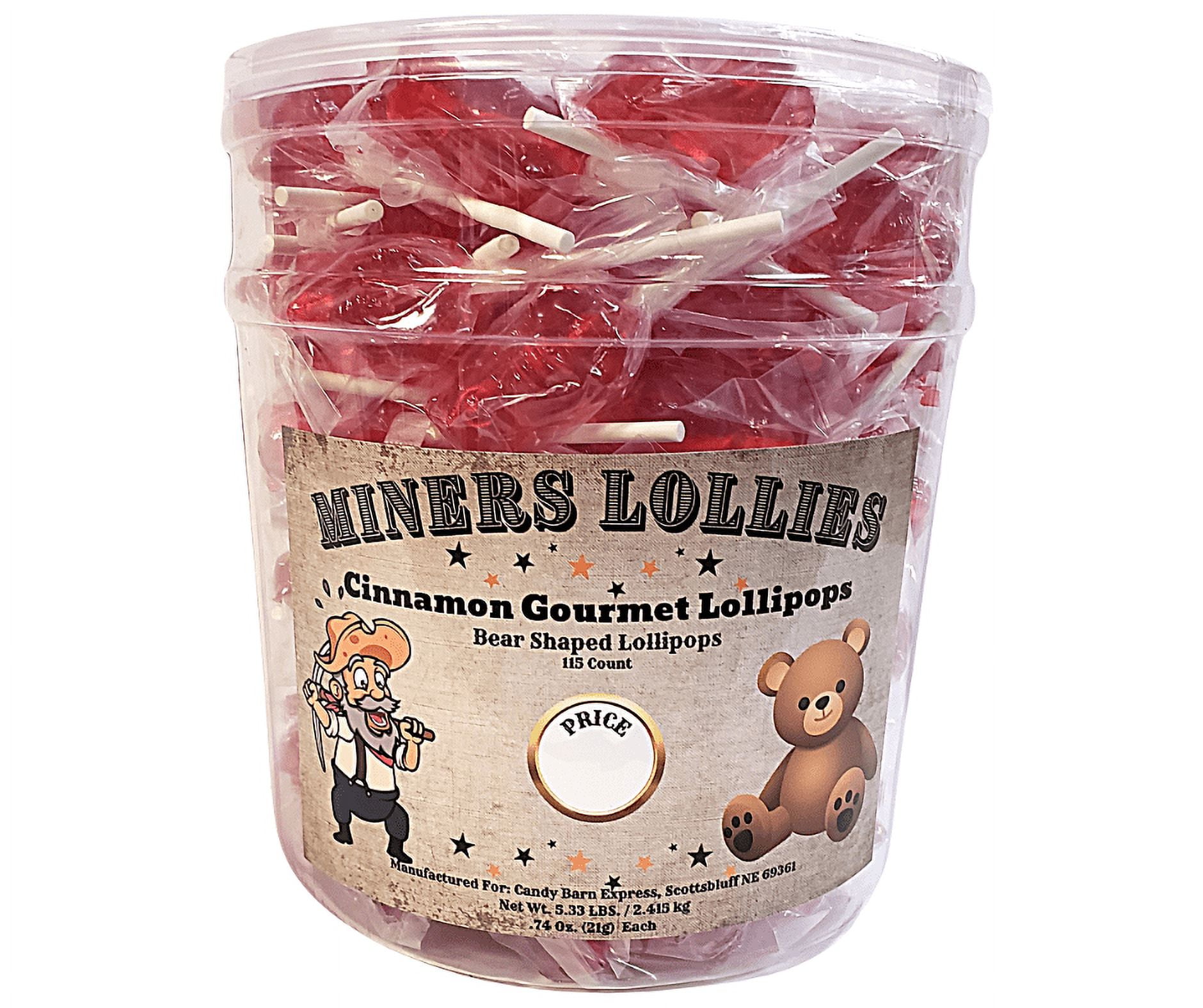 Miners Lollies Cinnamon Bear Gourmet Lollipops - 115 Ct. - Bucket ...