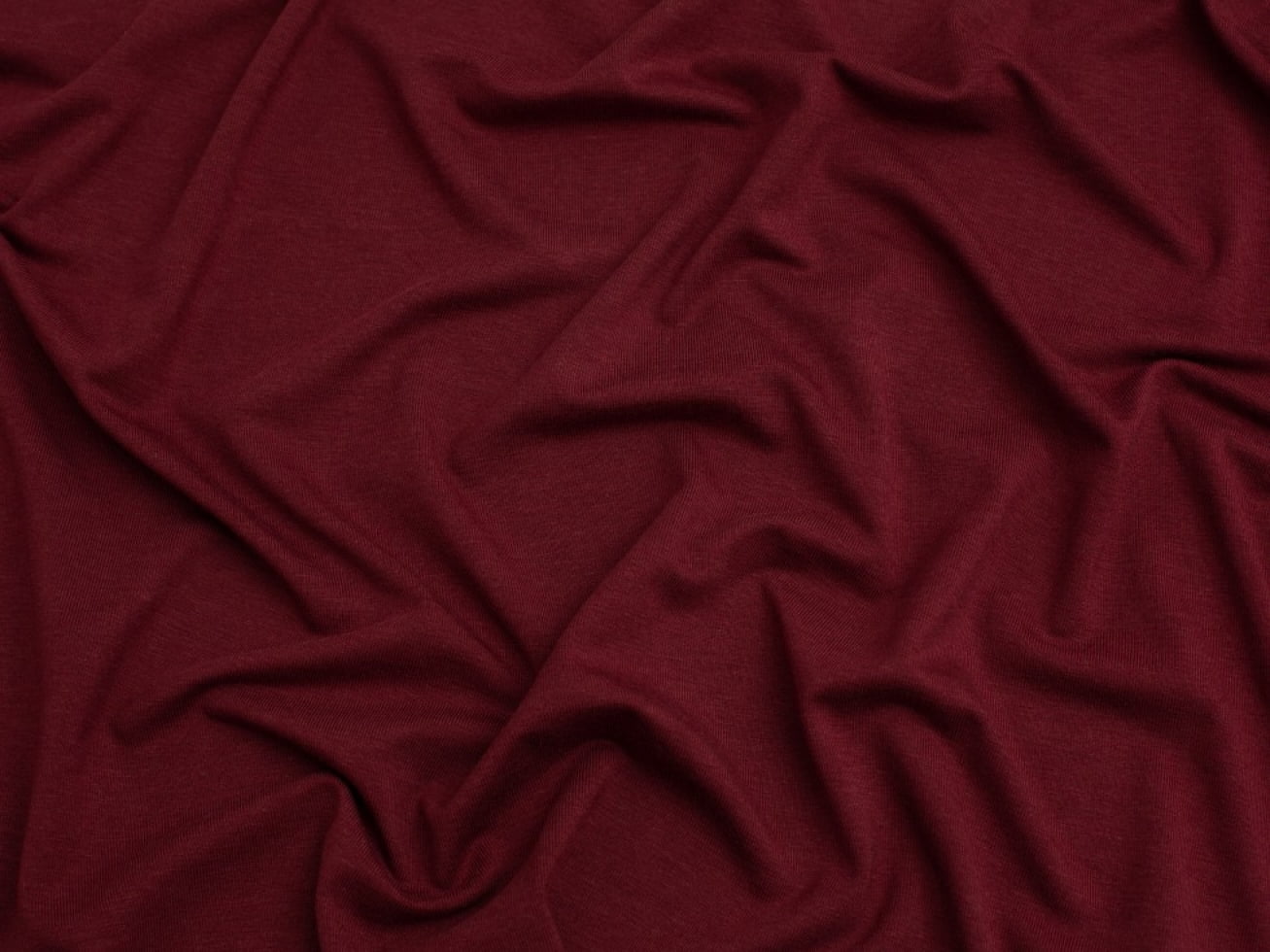 Minerva Bamboo Cotton Jersey Stretch Knit Fabric Bordeaux - per yard ...