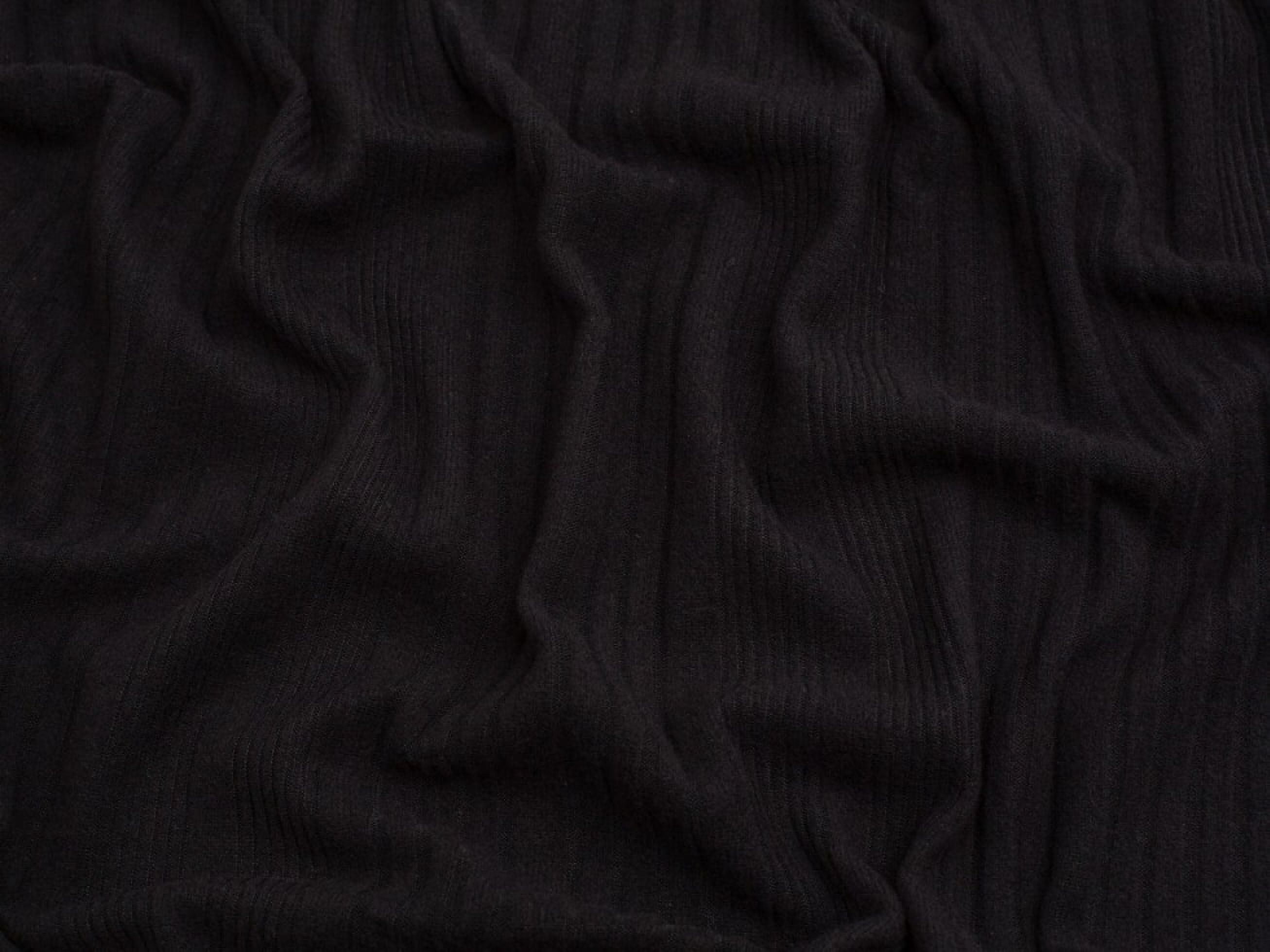 Minerva Brushed Texture Rib Stretch Knit Fabric Black - per yard ...