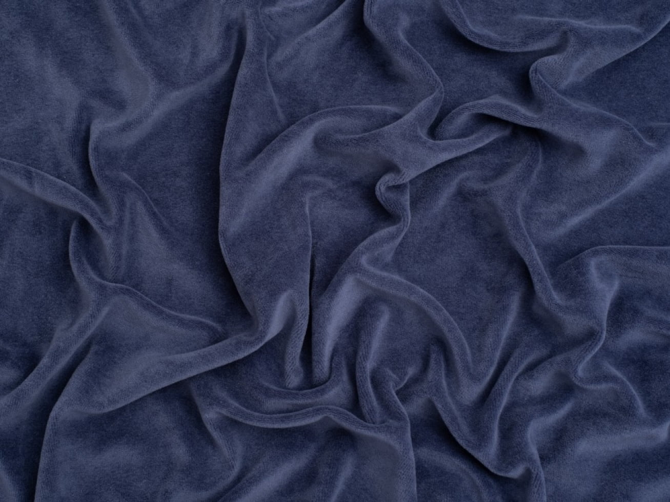 Minerva Core Range Cotton Velour Stretch Knit Fabric Blue - per yard ...