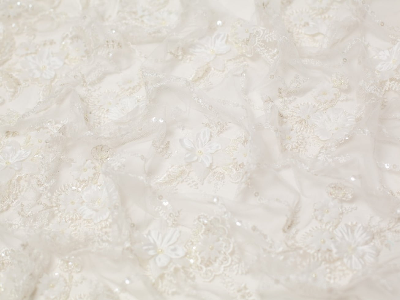 Minerva Core Range Genevieve Embroidered Lace Fabric Cream - per yard ...