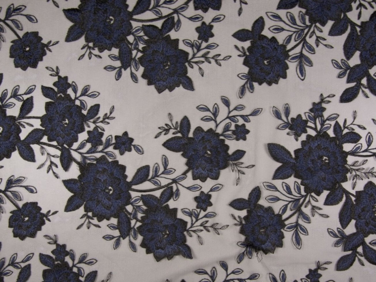 Minerva Embroidered Lace Fabric Navy Blue - per yard - Walmart.com