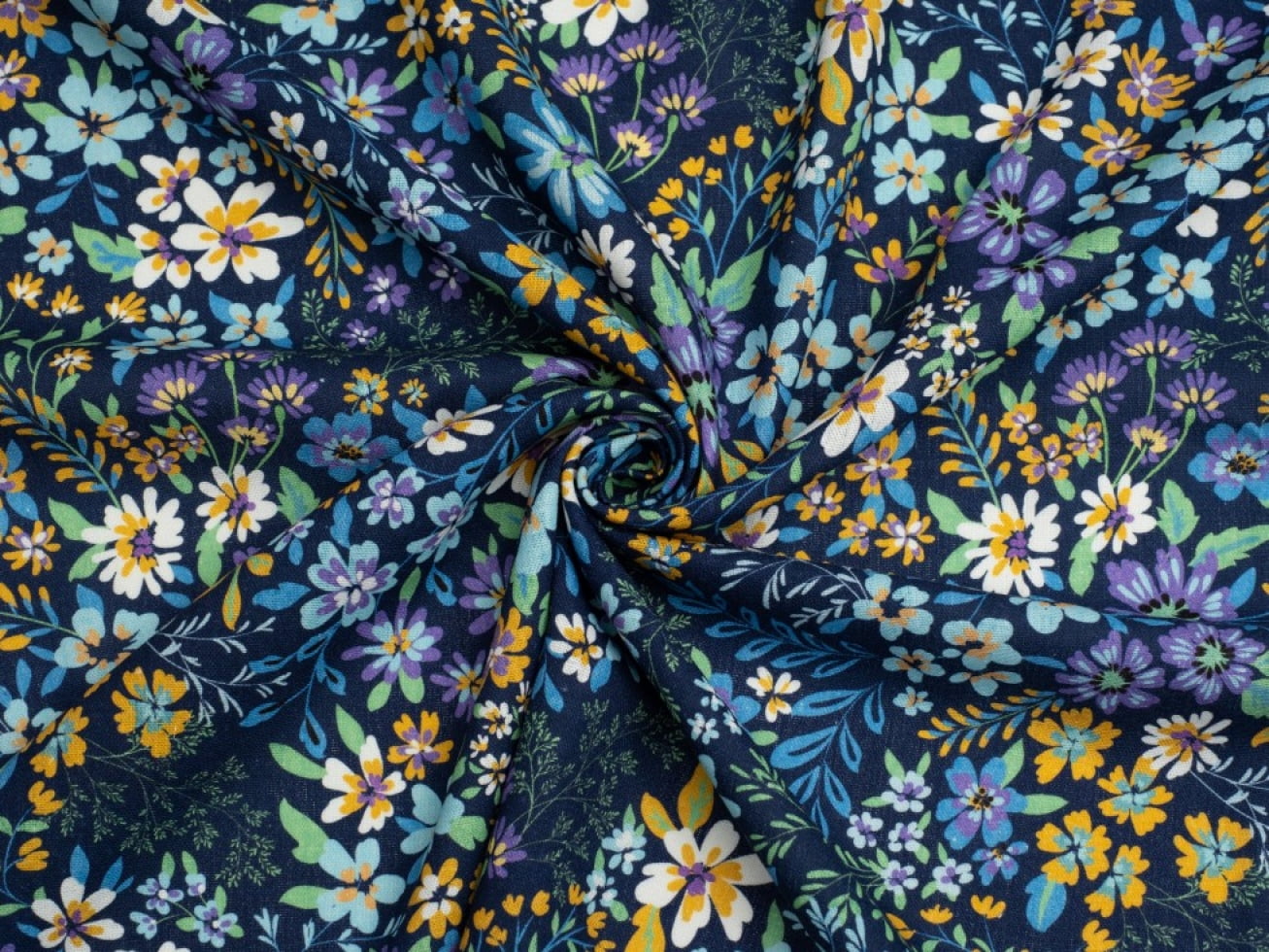 Minerva Exclusive Blossoming Floral Linen Viscose Blend Fabric - per ...