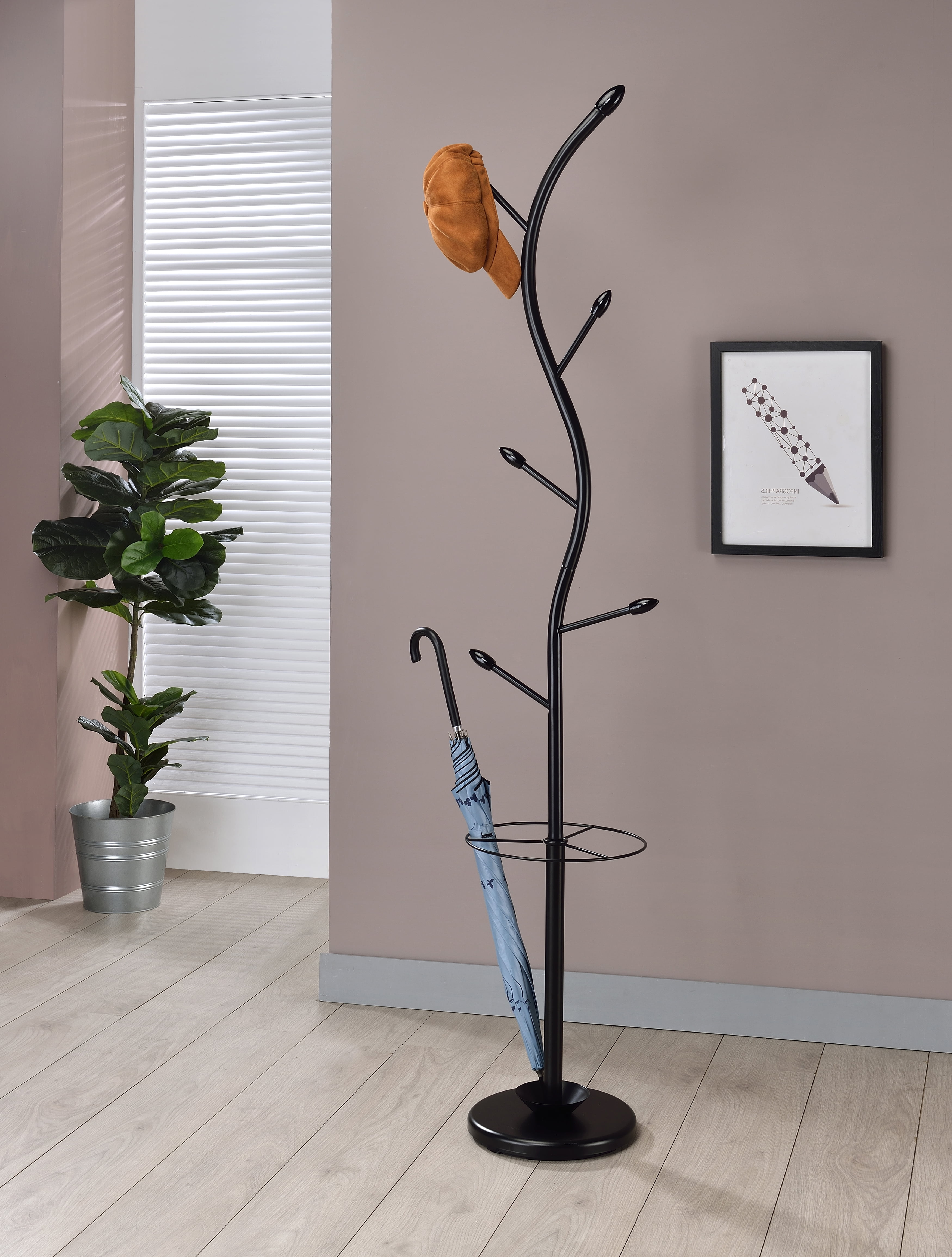 Minerva Stand Hook Jacket Hanger, Entryway Coat & Hat Rack with ...