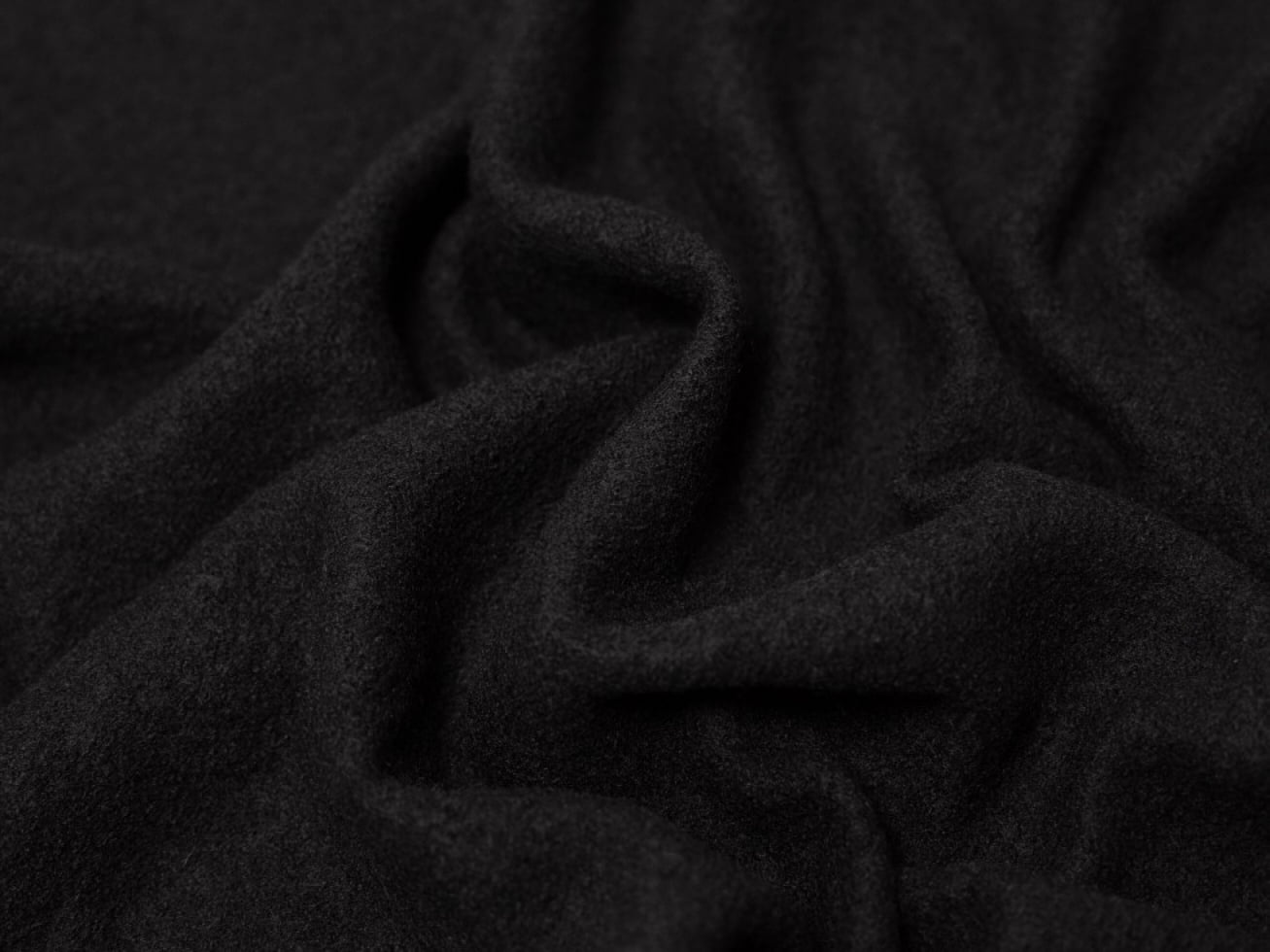 Minerva Heavy 100% Boiled Wool Coating Fabric Black - per yard ...