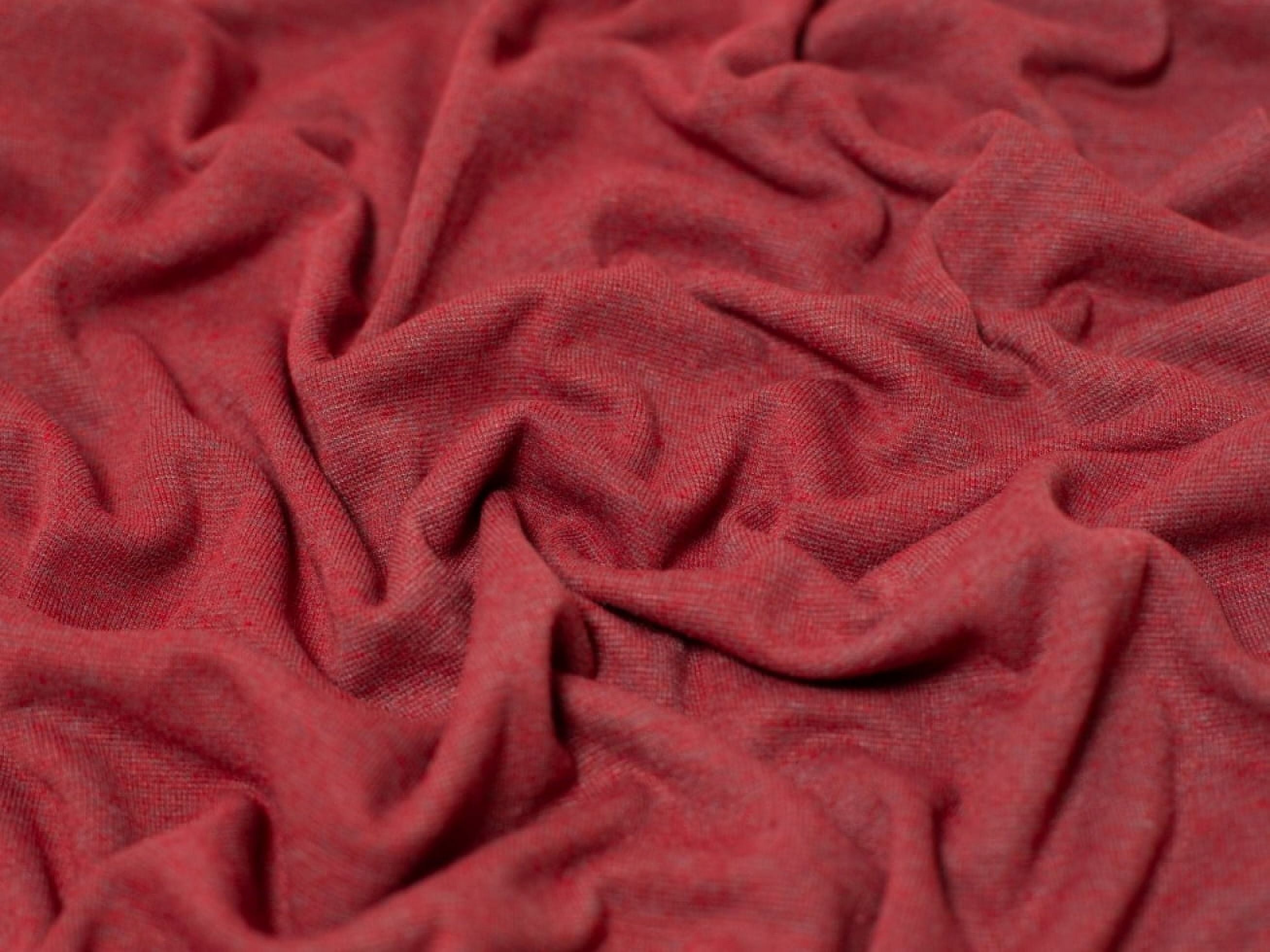 Minerva Melange Tubular Ribbing Stretch Knit Fabric Dark Red - per yard ...