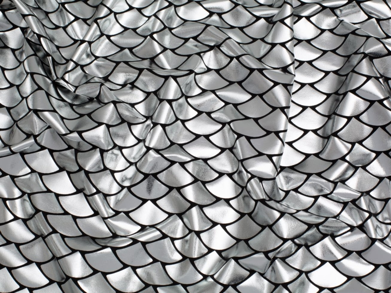 Minerva Metallic Activewear Lycra Stretch Knit Fabric Silver - per yard ...