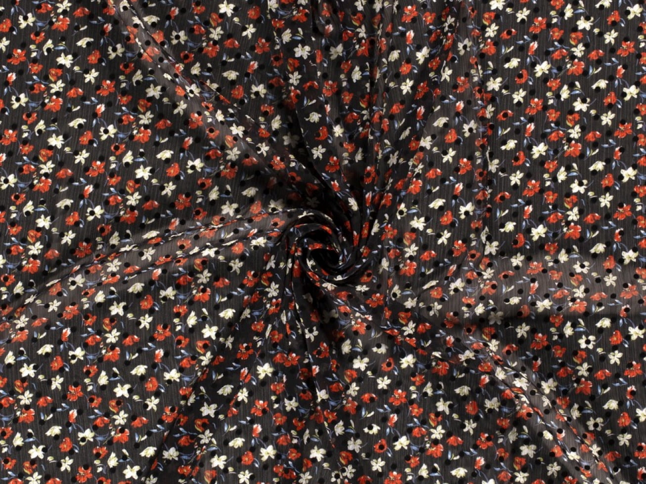 Minerva Sheer Chiffon Fabric Red on Black - per yard - Walmart.com