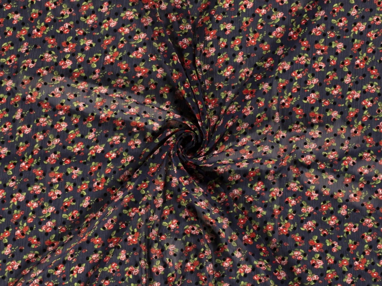 Minerva Sheer Chiffon Fabric Red on Black - per yard - Walmart.com
