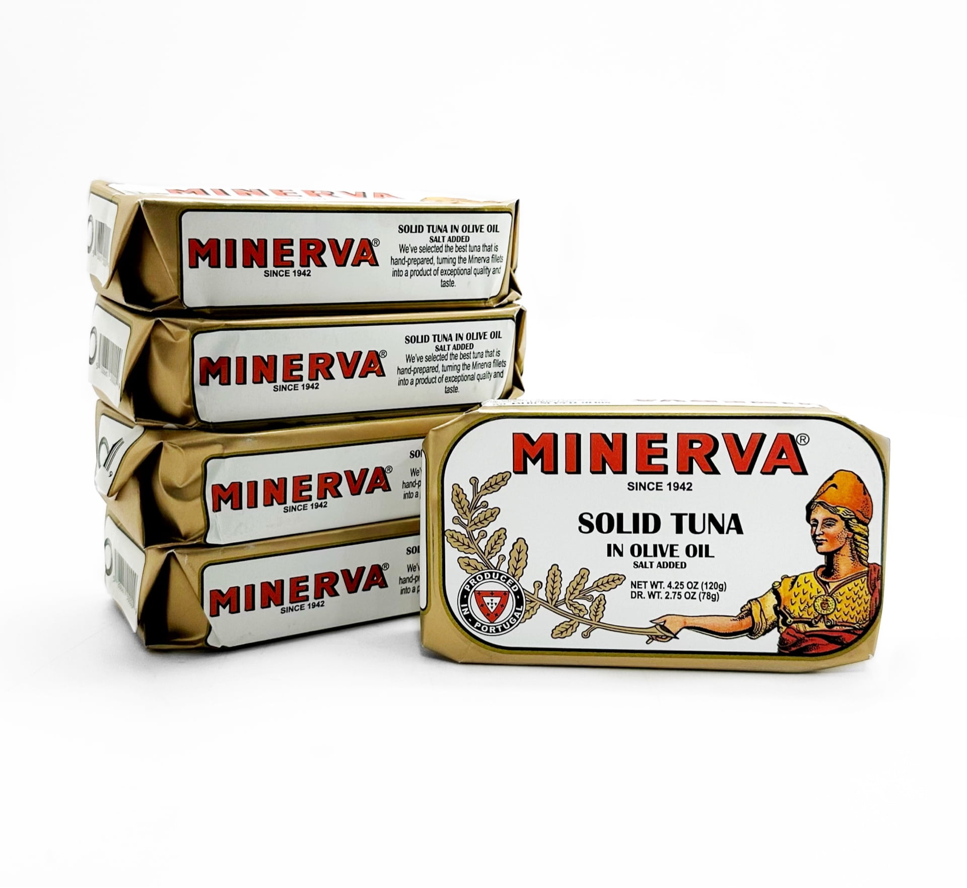 Minerva Solid Tuna In Olive Oil salt added 4.25 oz Each / Pack of 5 - Walmart.com