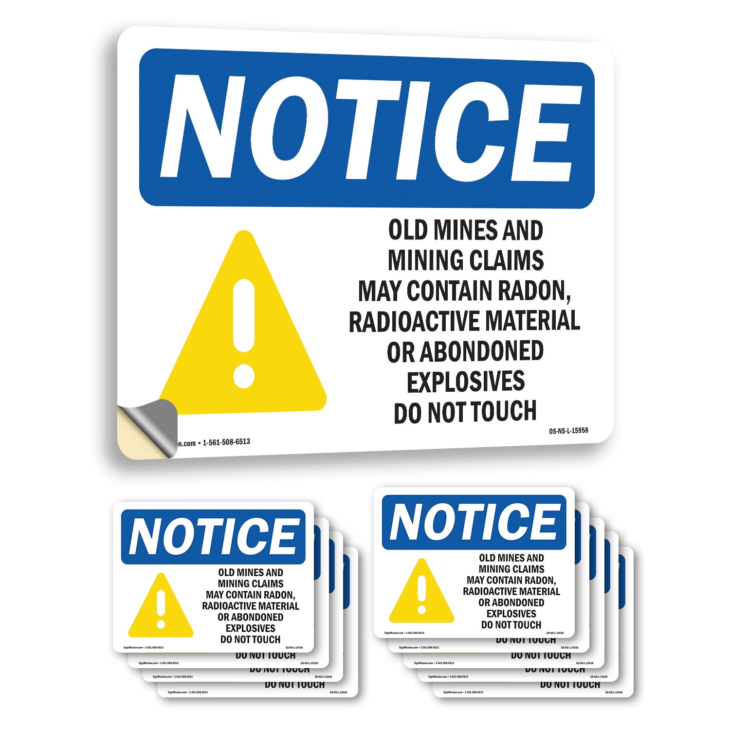 Mines And Mining Claim May Contain Radon OSHA Notice Vinyl Decal Label ...