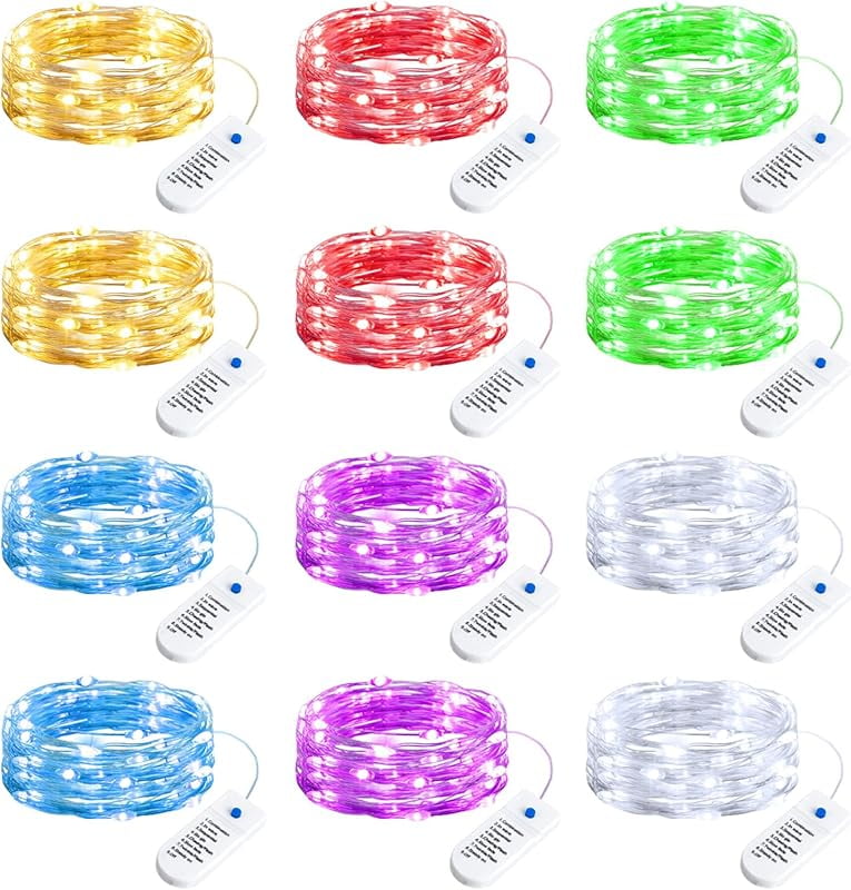 Minetom 12 Pack Fairy Lights Battery Operated String Lights, 8 Modes ...