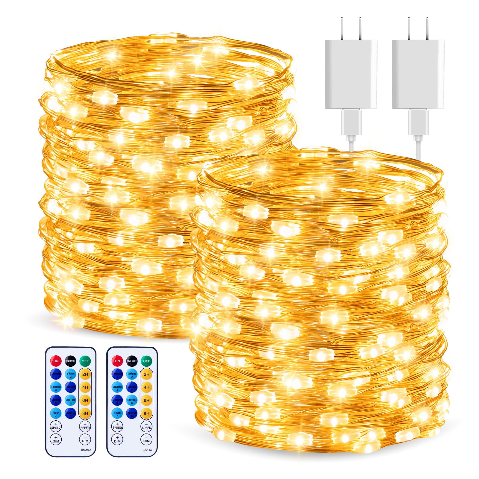 Minetom 66 Feet 200 LEDs USB Fairy String Lights with Remote, Copper ...