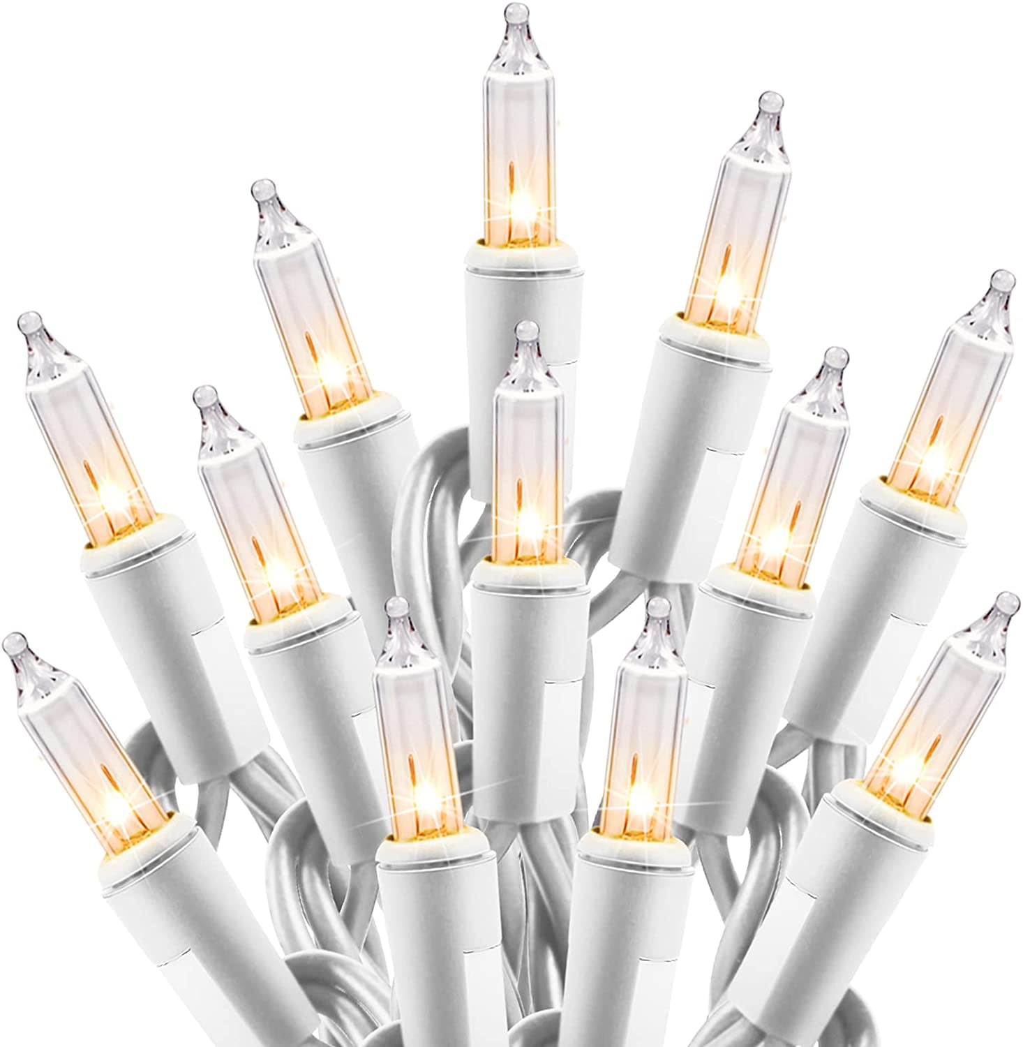 Minetom 100 Count Clear Christmas Mini Lights Set, 25ft Incandescent ...