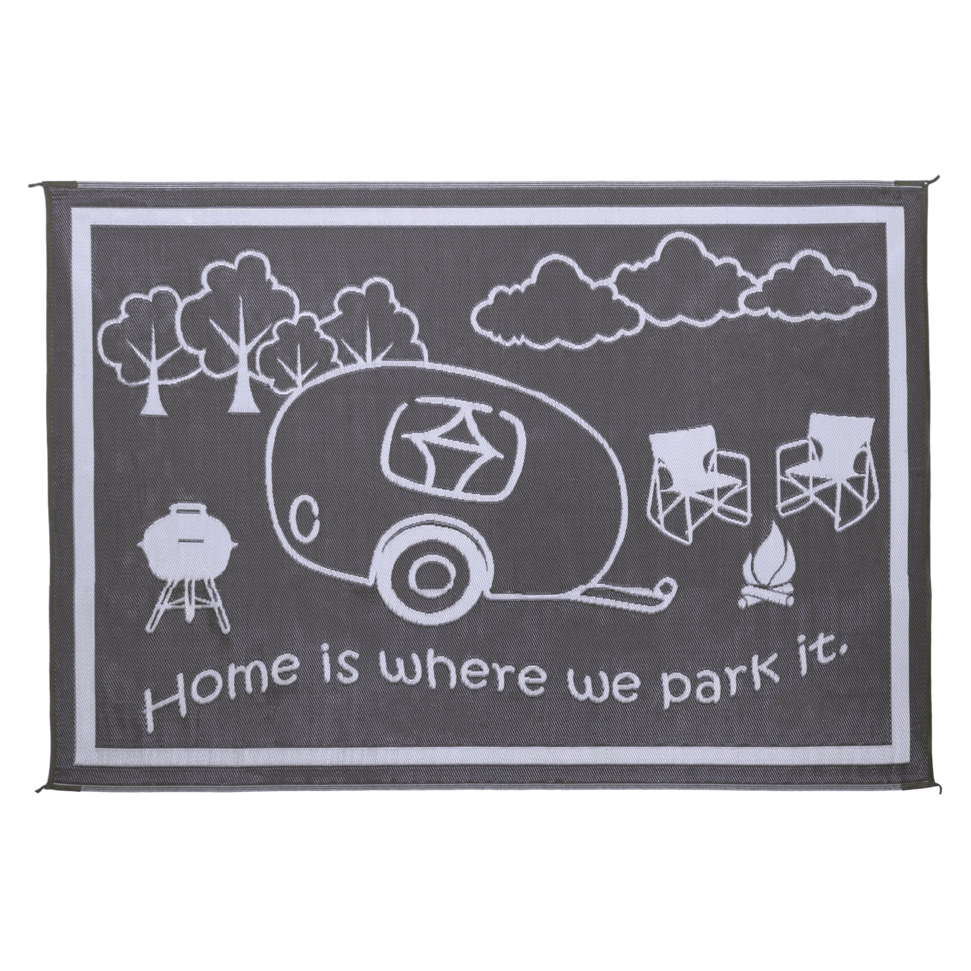 Ming’s Mark RV Home Outdoor Mat, “Home Is Where We Park It”, Black ...