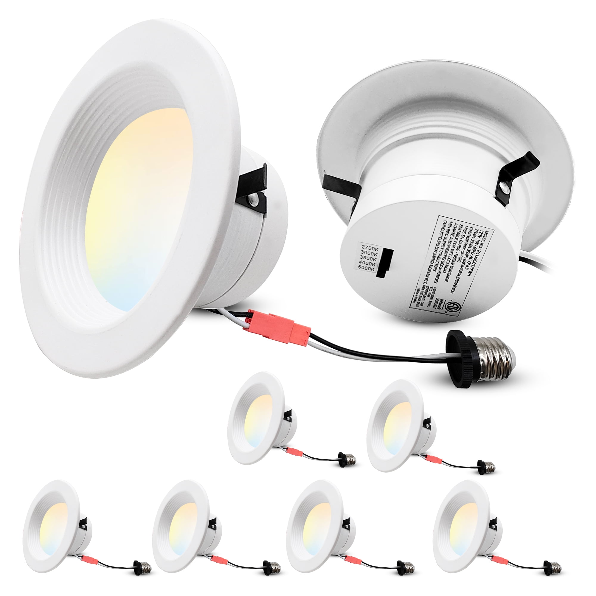 MingBright 6 Pack 4-inch Retrofit LED Recessed Lighting, Recessed Down ...