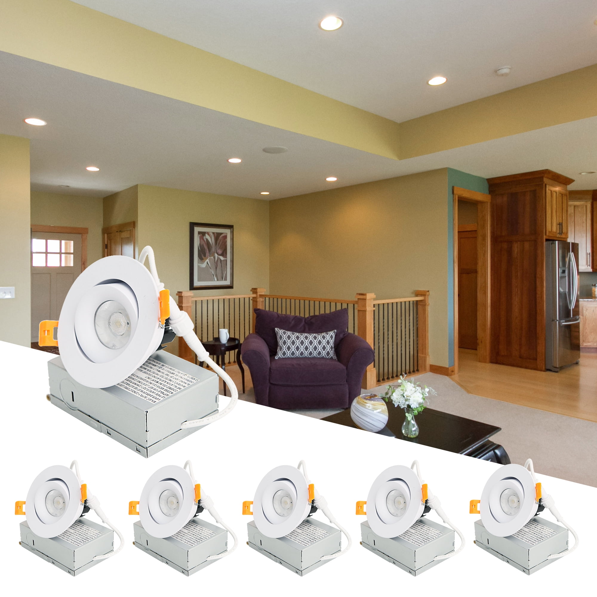 MingBright 6Pack 3'' Dimmable LED Recessed Light Fixture Downlight ...