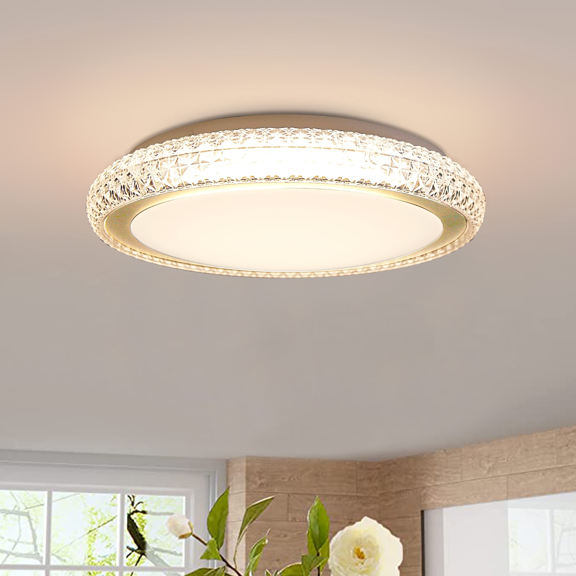 MingBright Flush Mount LED Ceiling Light Fixture, 16.1inch 24W 1600 ...