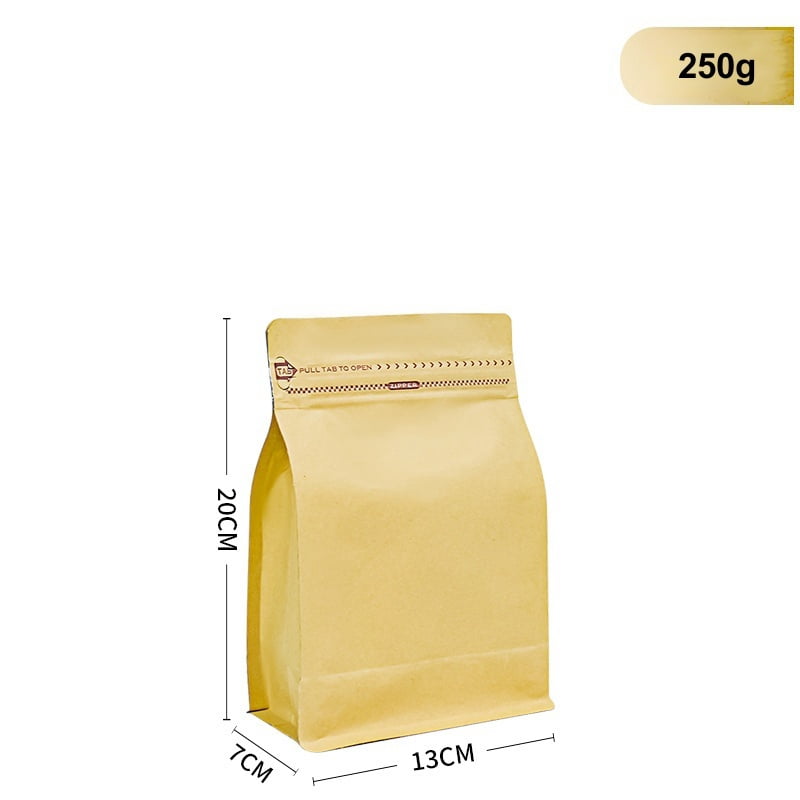 MingX 50pcs Kraft Paper White Coffee Beans Bag Packaging with Valve ...
